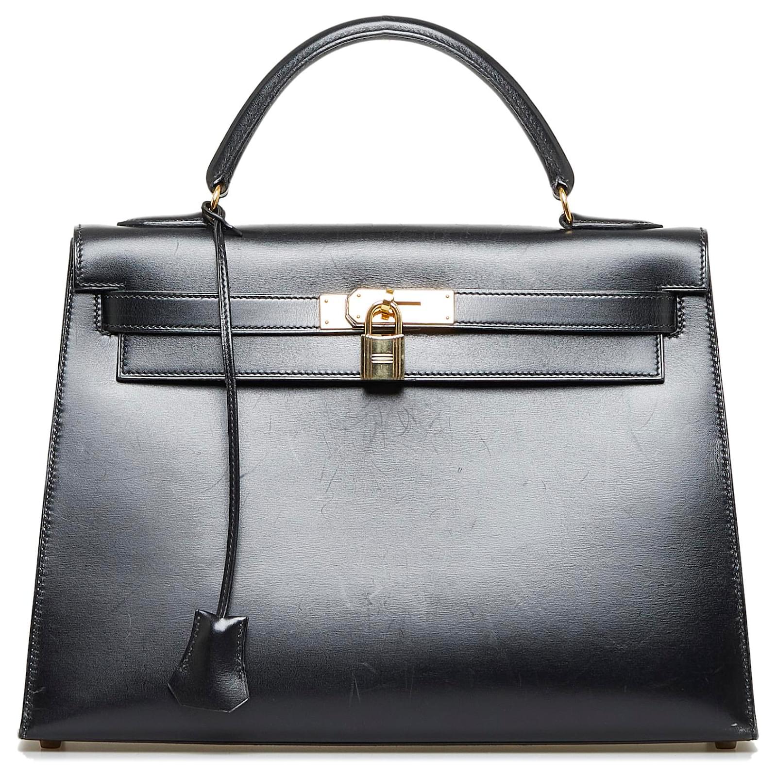 Hermès Hermes Black Box Kalb Kelly 32 Schwarz Leder Kalbähnliches Kalb ...