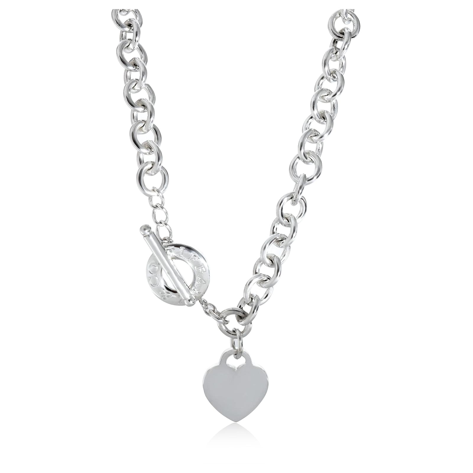 TIFFANY & CO. Colar articulado com etiqueta de coração em prata de lei ...