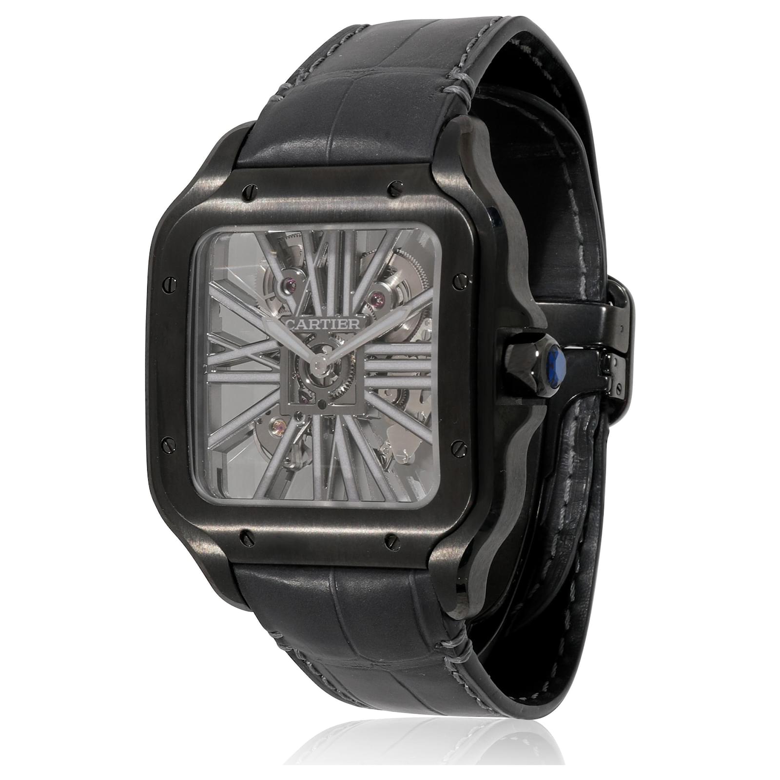 Cartier Santos de Cartier WHSA0009 Men's Watch in DLC Black Diamond ref ...