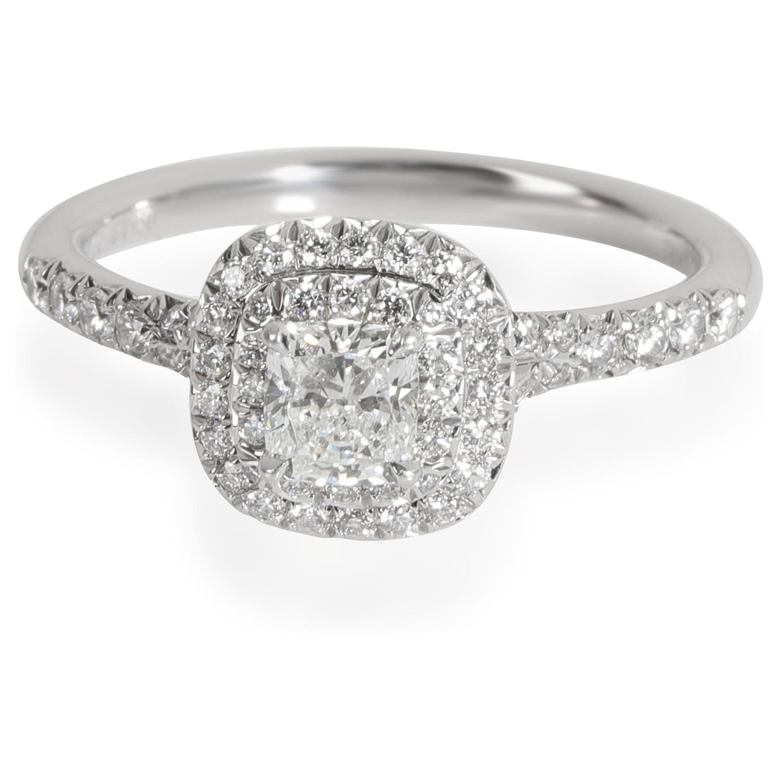 Tiffany & Co. Soleste Double Halo Diamond Engagement Ring, Platinum 0. ...