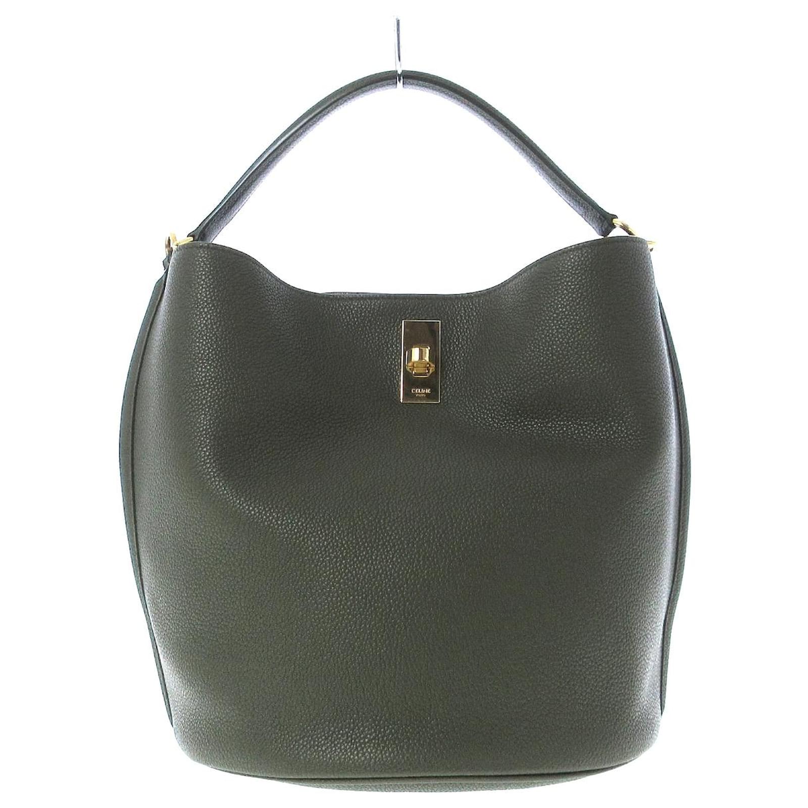 Céline Bucket 16 Khaki Leather ref.933513 - Joli Closet