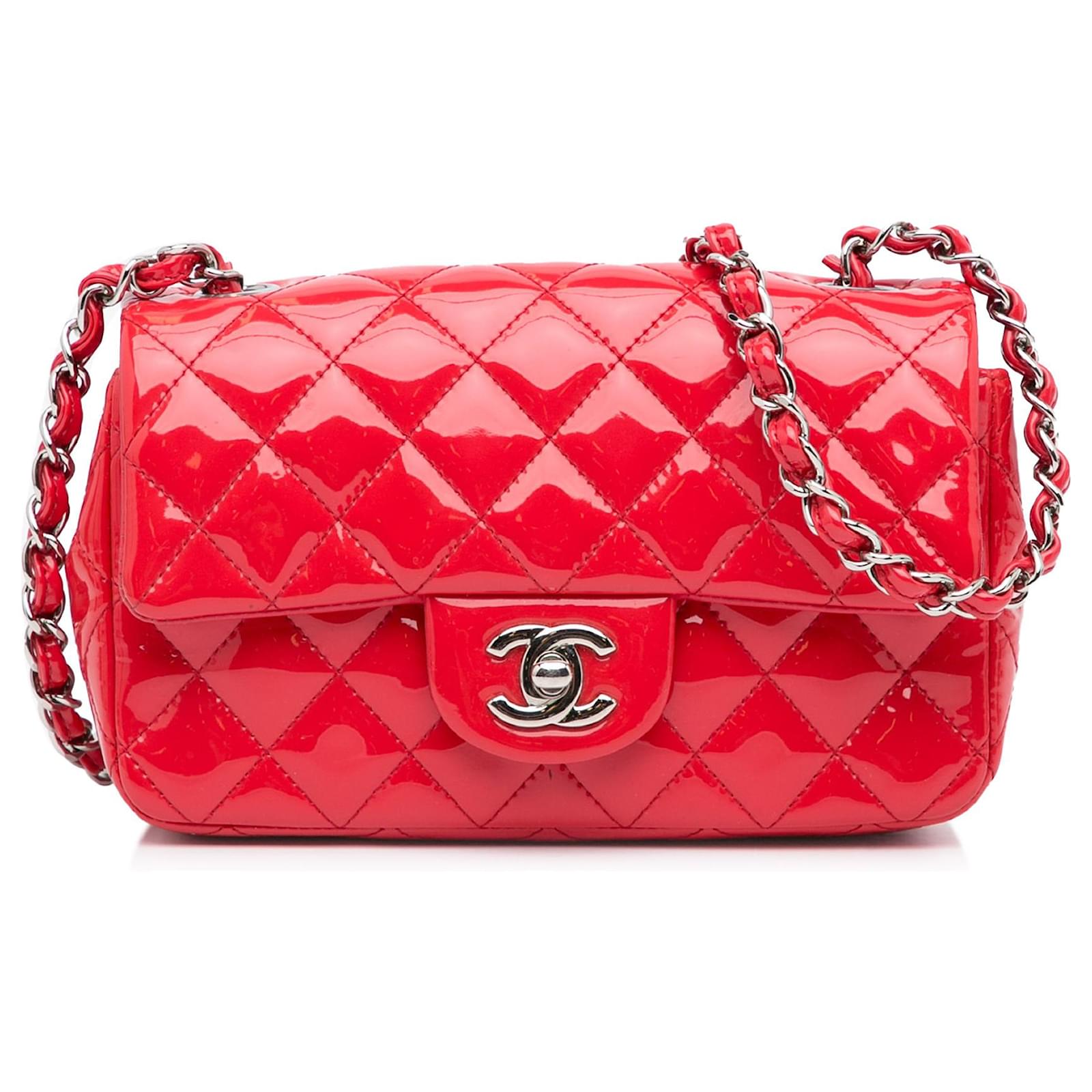 Chanel Red New Mini Clássico Patente Único Aba (Vendido) - Joli Closet