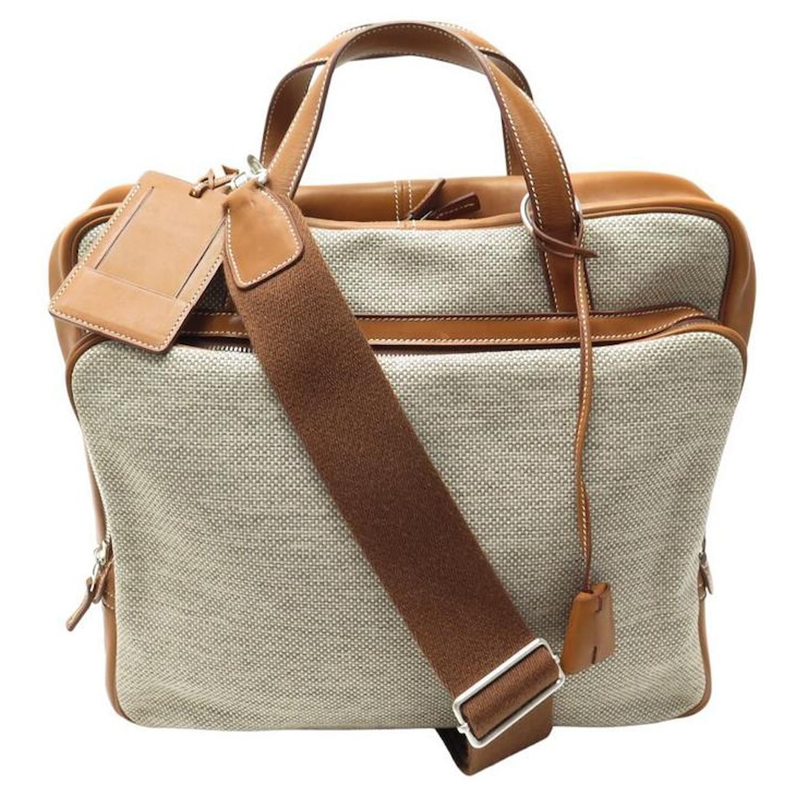 Hermès HERMES CALECHE EXPRESS HANDBAG 12H IN H CANVAS AND BARENIA ...