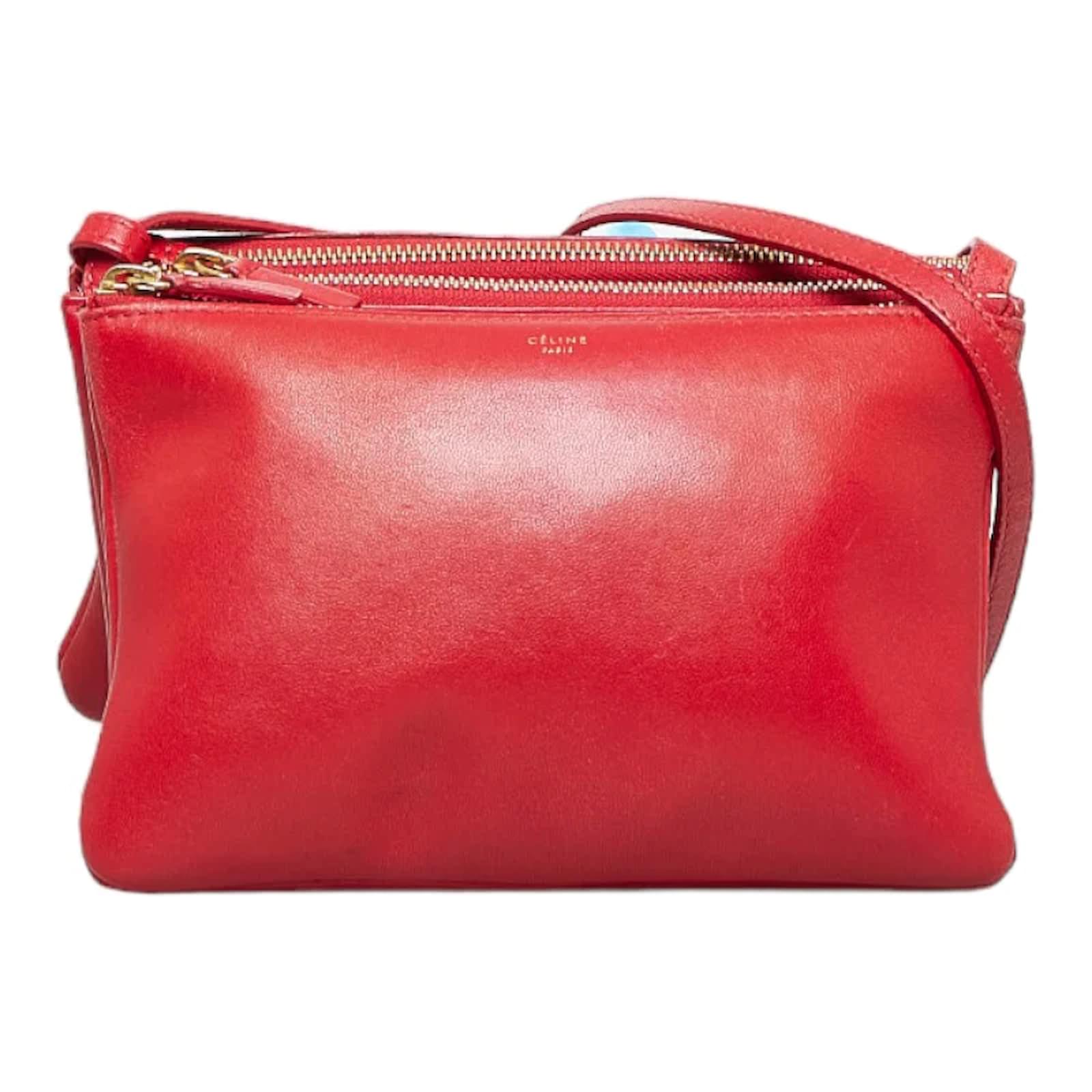 Céline Trio Leather Crossbody Bag Red Pony-style calfskin ref.934442 ...