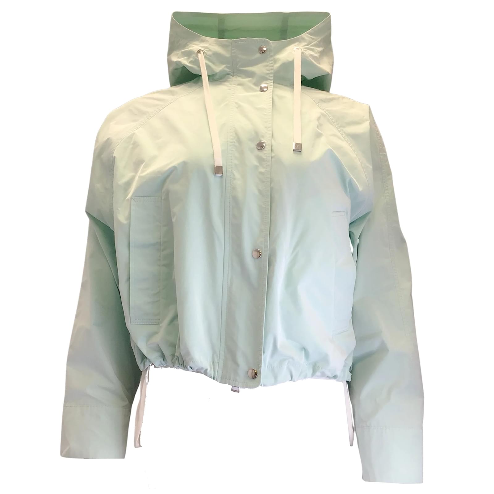 Peserico Mint Green Cropped Hooded Windbreaker Jacket Polyester ref ...
