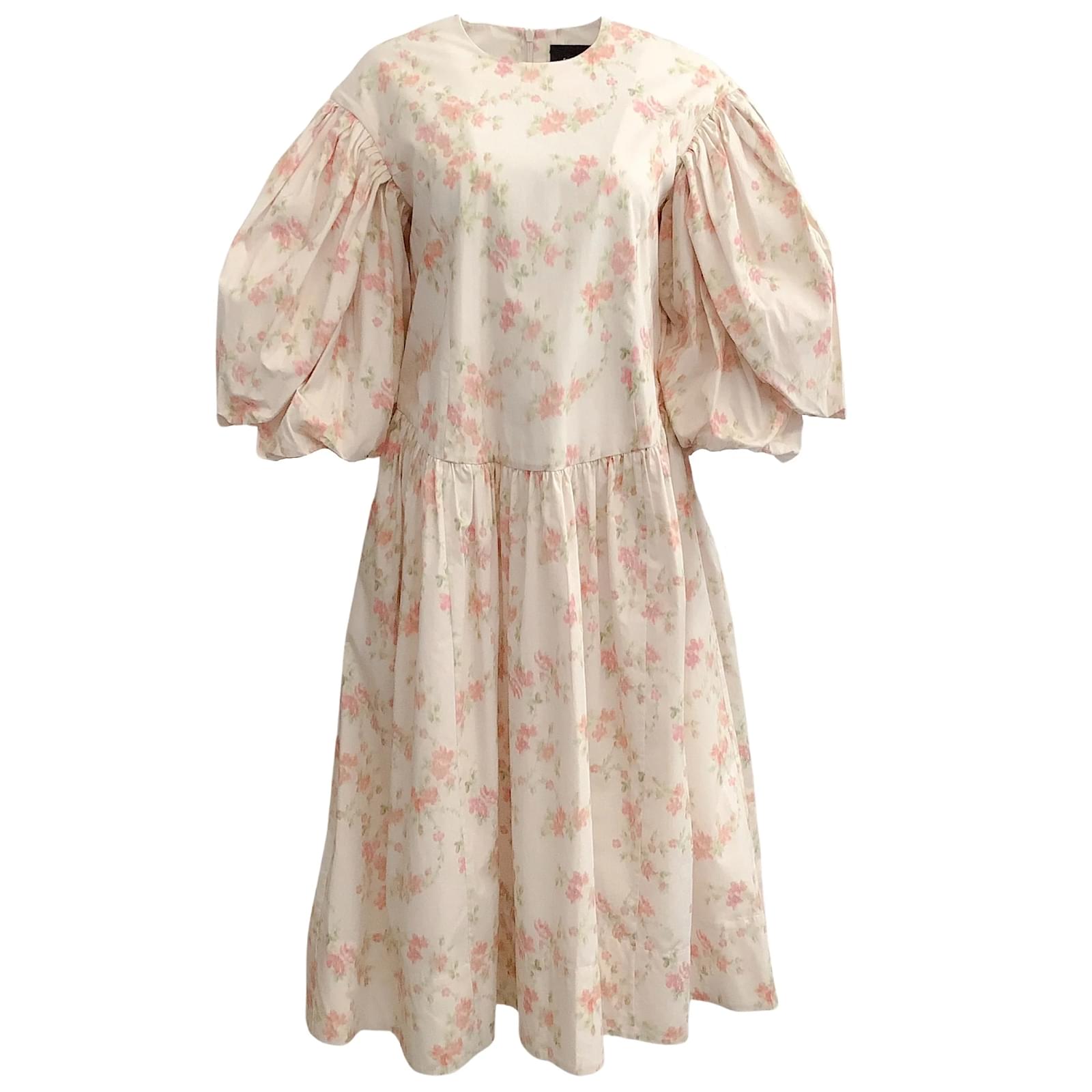Simone Rocha - Robe rose blush à manches bouffantes à fleurs multiples ...