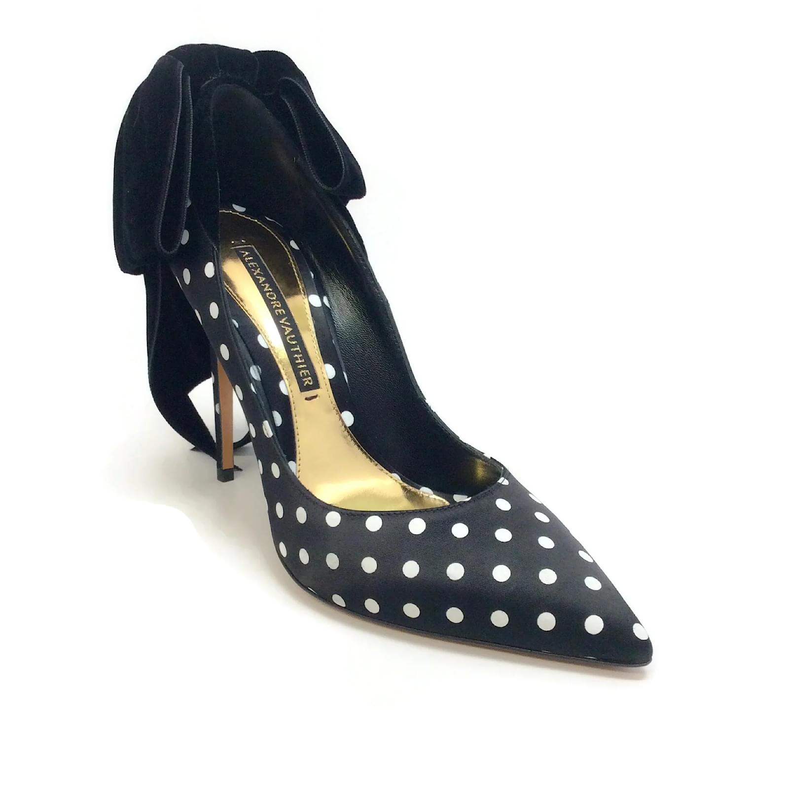 Alexandre Vauthier Black / White Polka Dot Bowdon Pumps Cloth ref ...