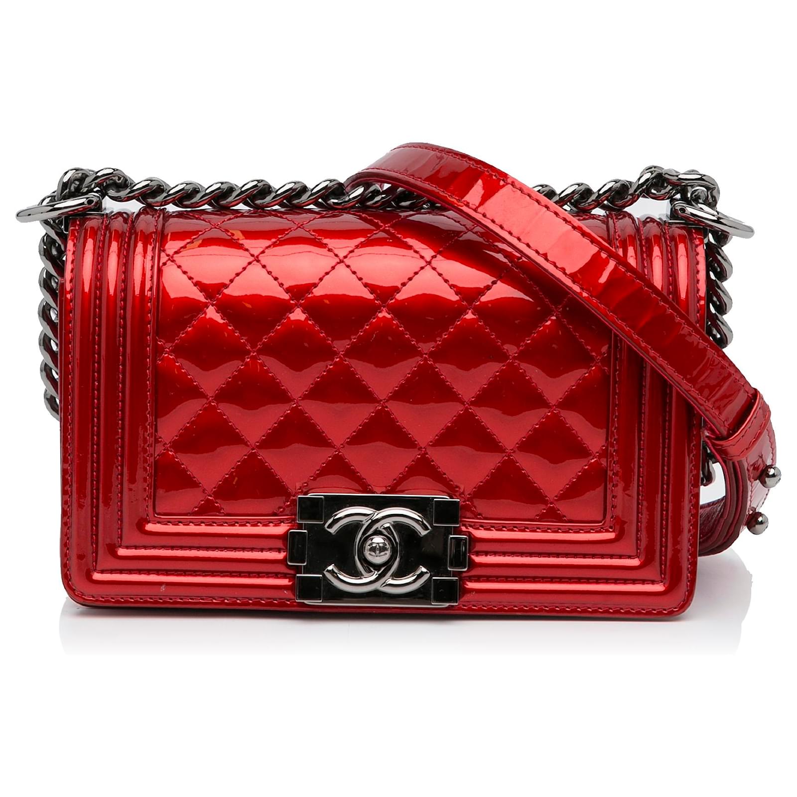 Chanel Red Patent Leather Boy Bag ref.940850 - Joli Closet