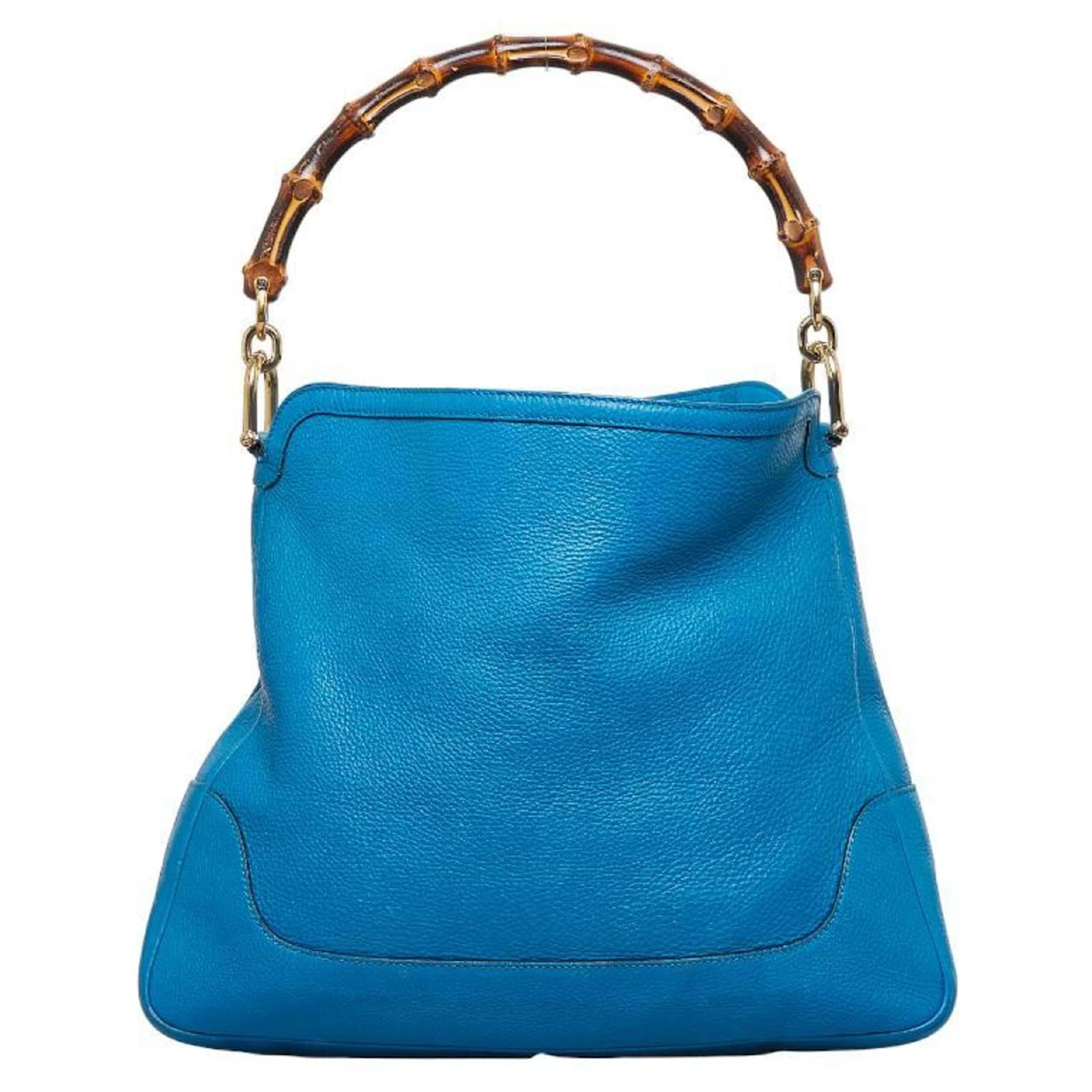 Gucci Bamboo Blue Leather ref.941514 - Joli Closet