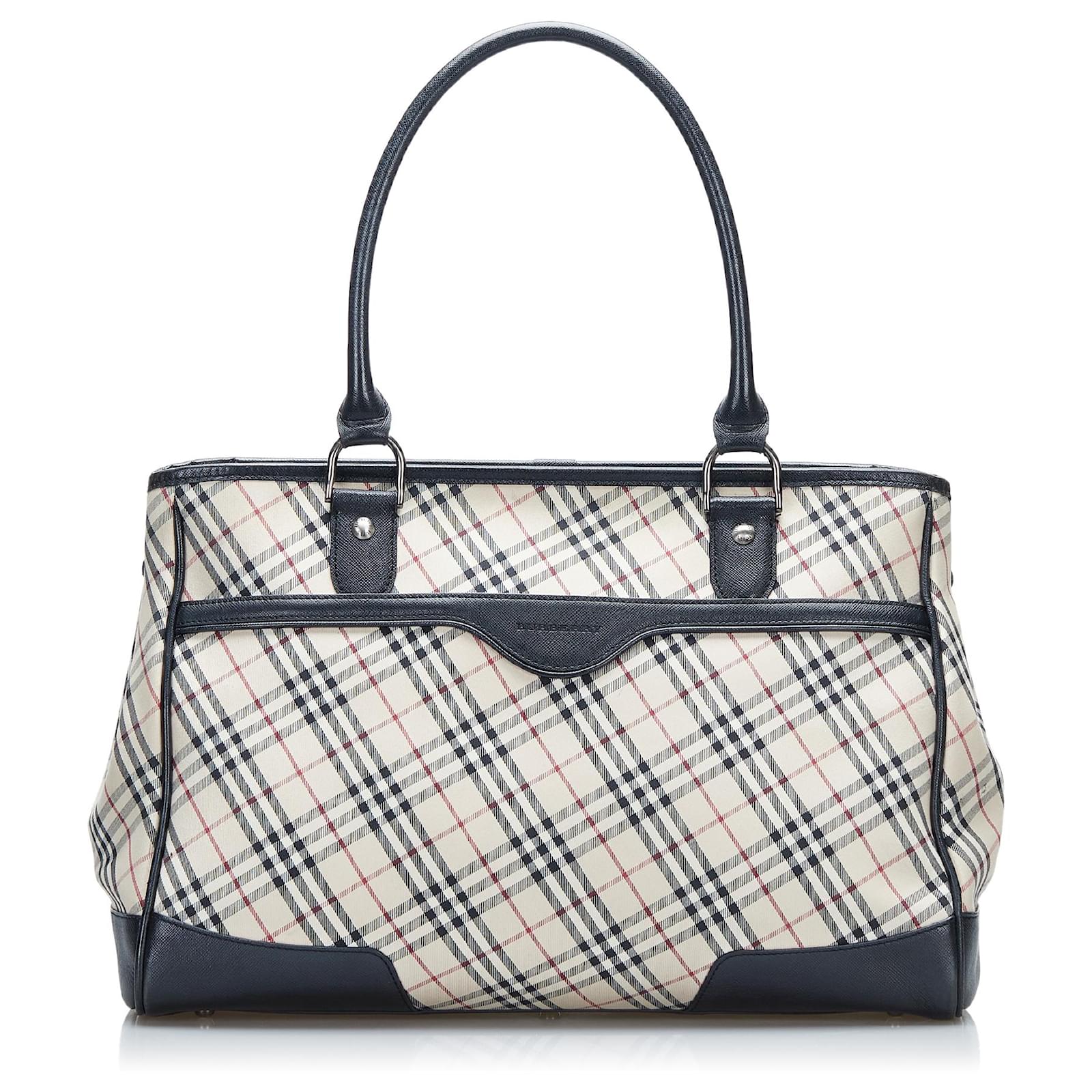 Burberry Brown Nova Check Tote Beige Leather Cloth Pony-style calfskin Cloth ref.942942 - Joli ...