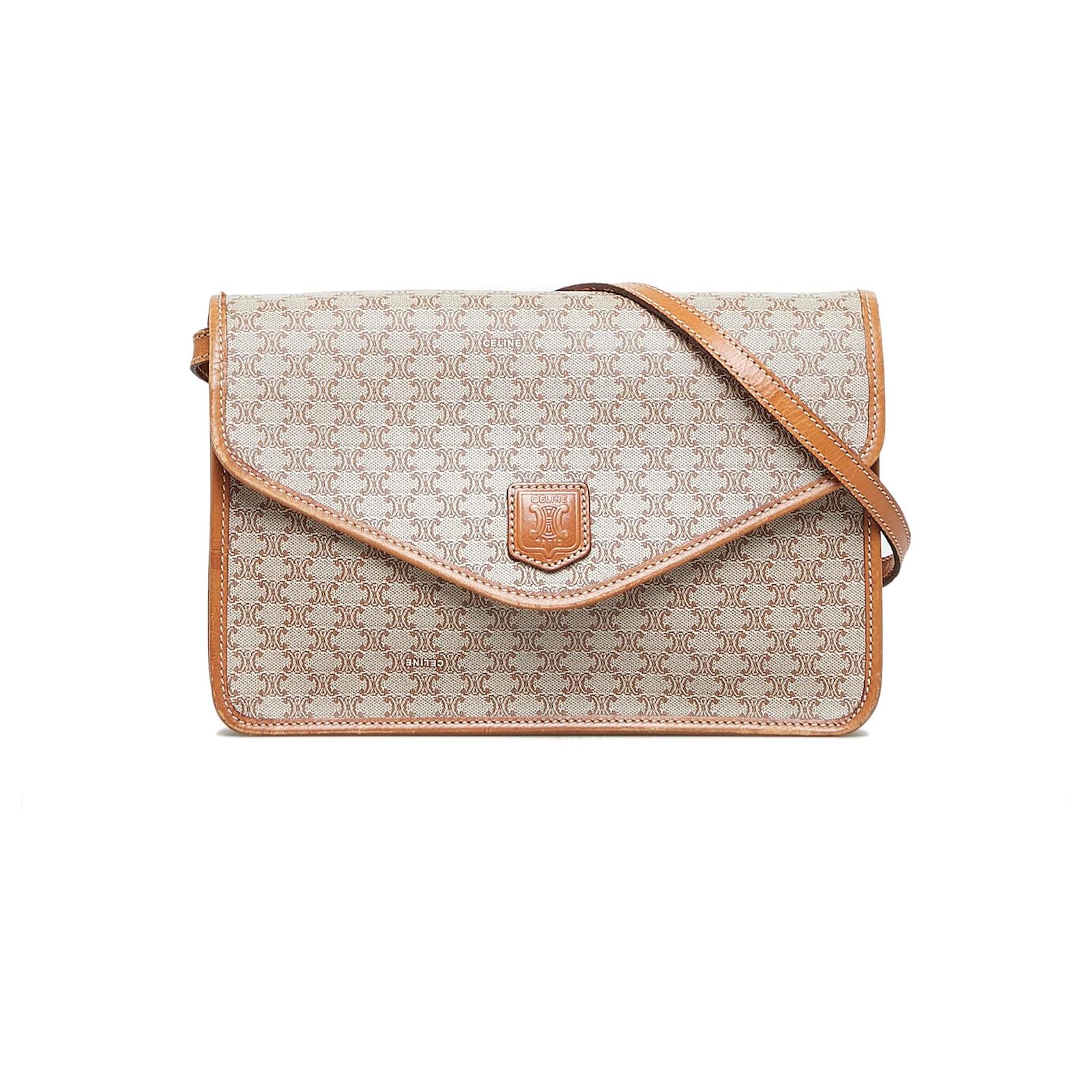 Céline Celine Brown Macadam Crossbody Bag Beige Cloth Cloth ref.944591 ...