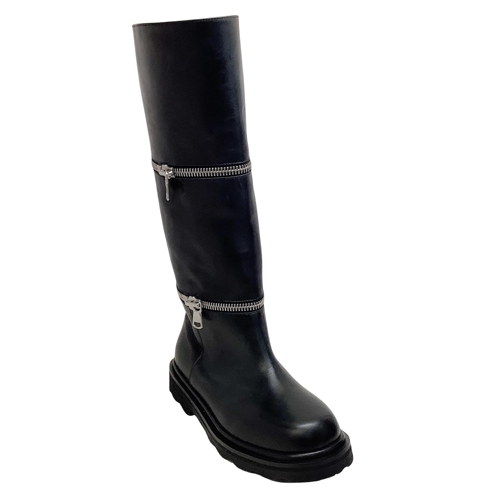 Marni Black Leather Zippered Detachable Boots ref.944967 - Joli Closet