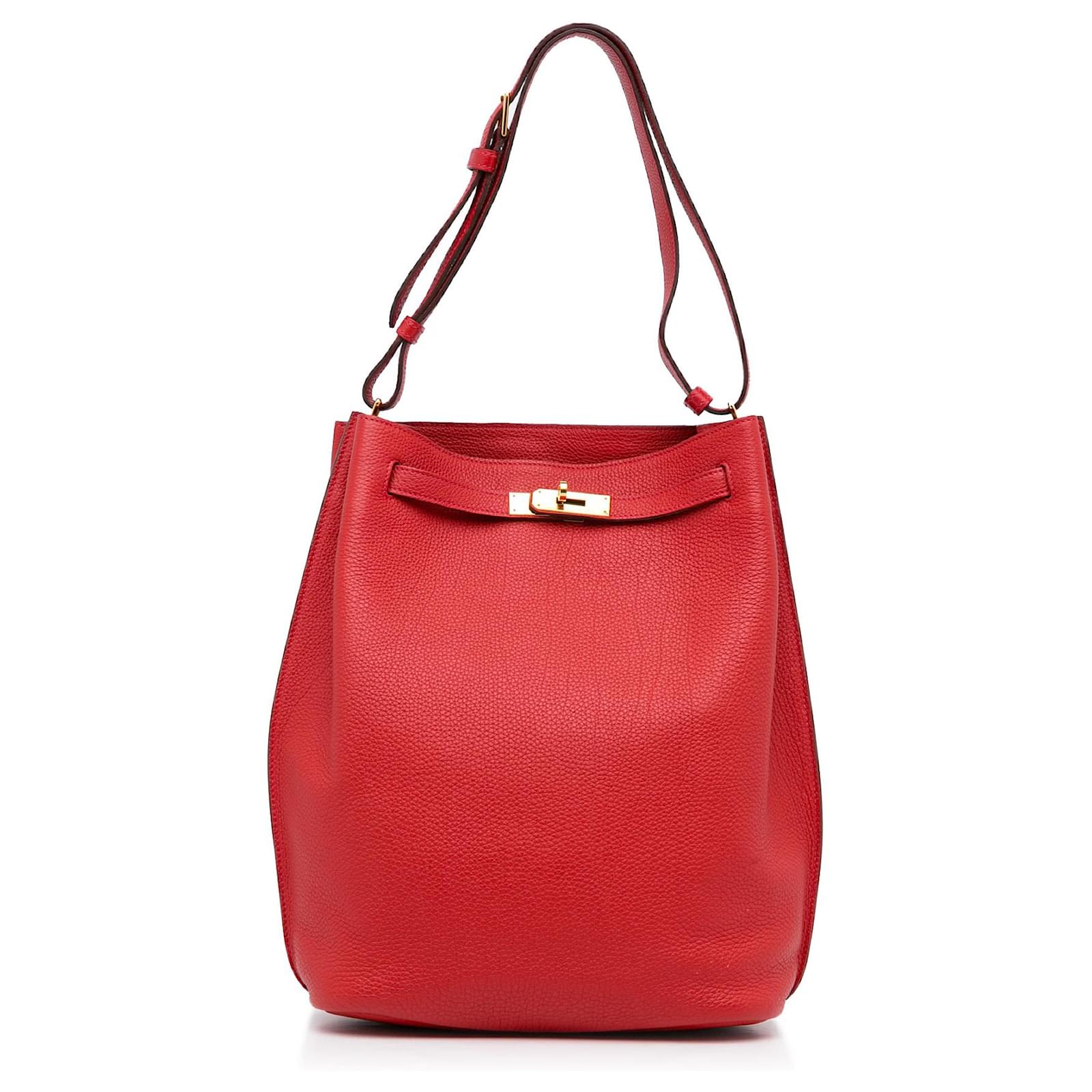 Hermès Hermes Red Togo So Kelly 26 Leather Pony-style calfskin ref ...