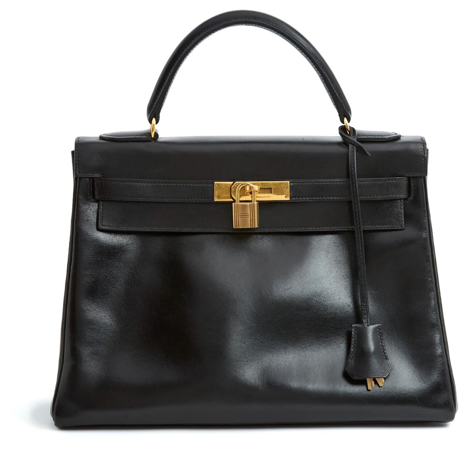 Hermès Kelly 32 CAJA NEGRA 1977 Negro Cuero ref.947432 - Joli Closet