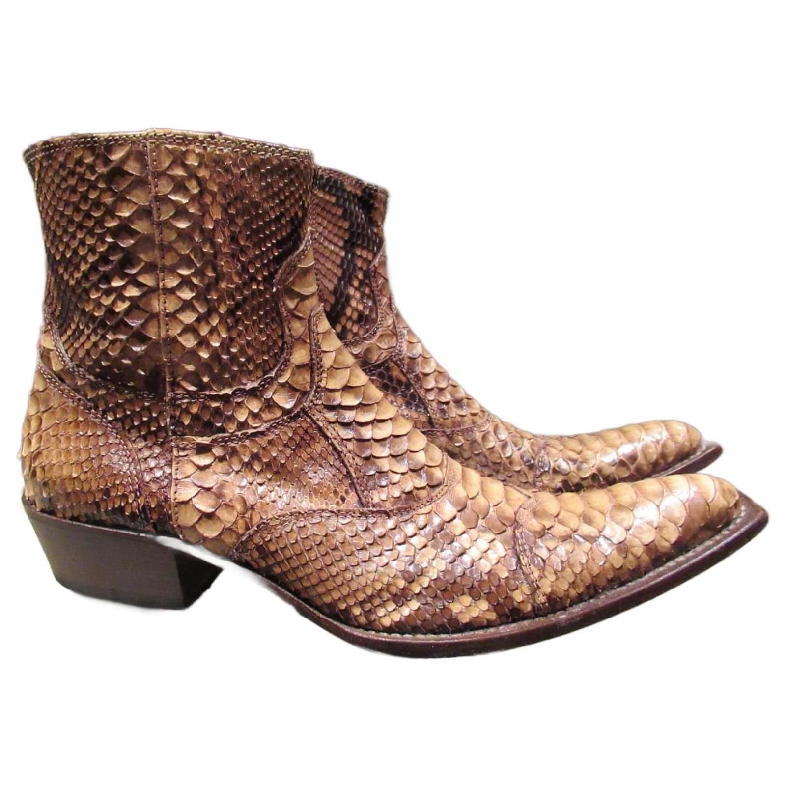 Autre Marque Nex-Tech boots in python leather Beige ref.947979 - Joli ...