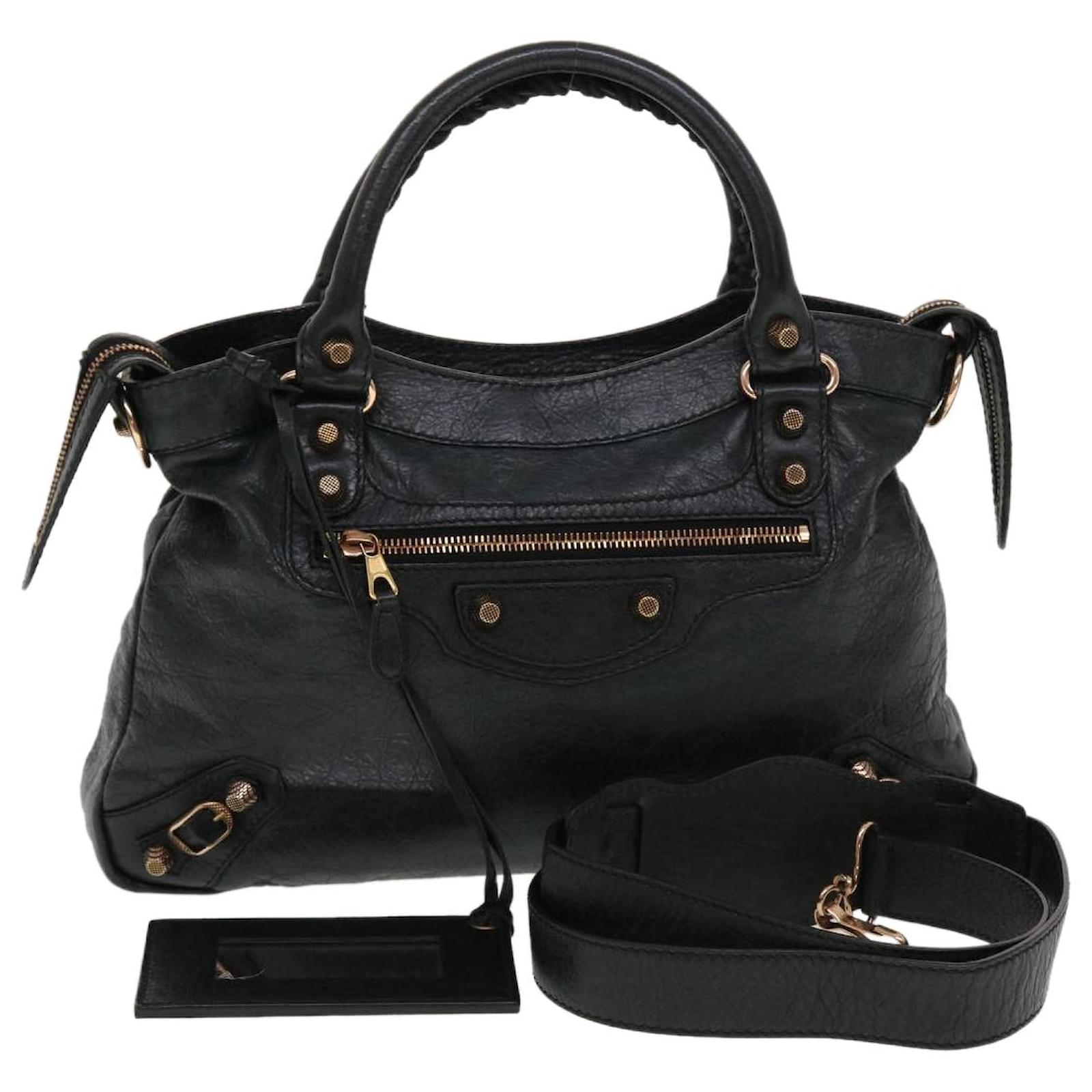BALENCIAGA The Giant Town Handtasche Leder 2Weise Schwarz 240578 Auth ...