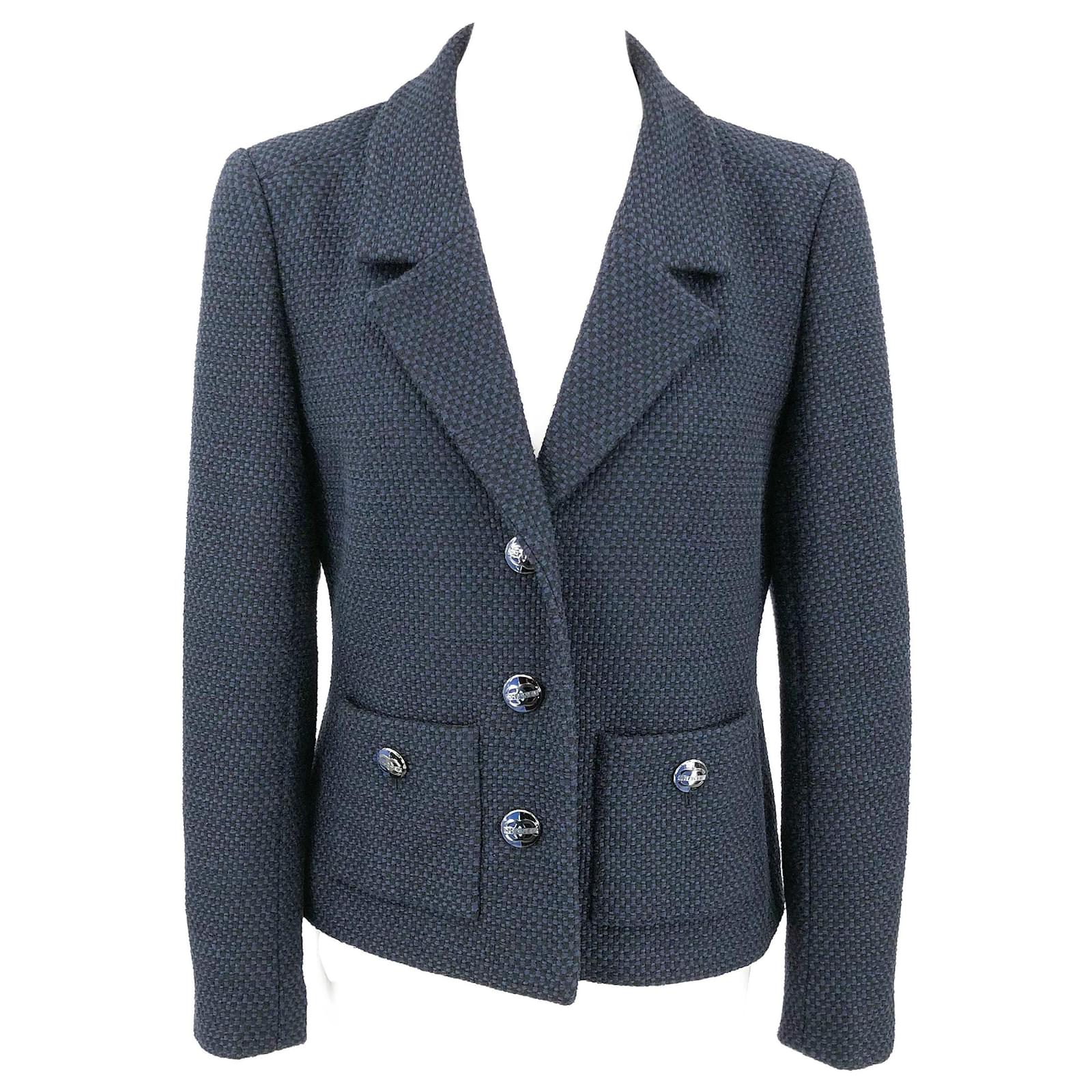 Chanel jacket in navy tweed Blue Cotton ref.948272 - Joli Closet