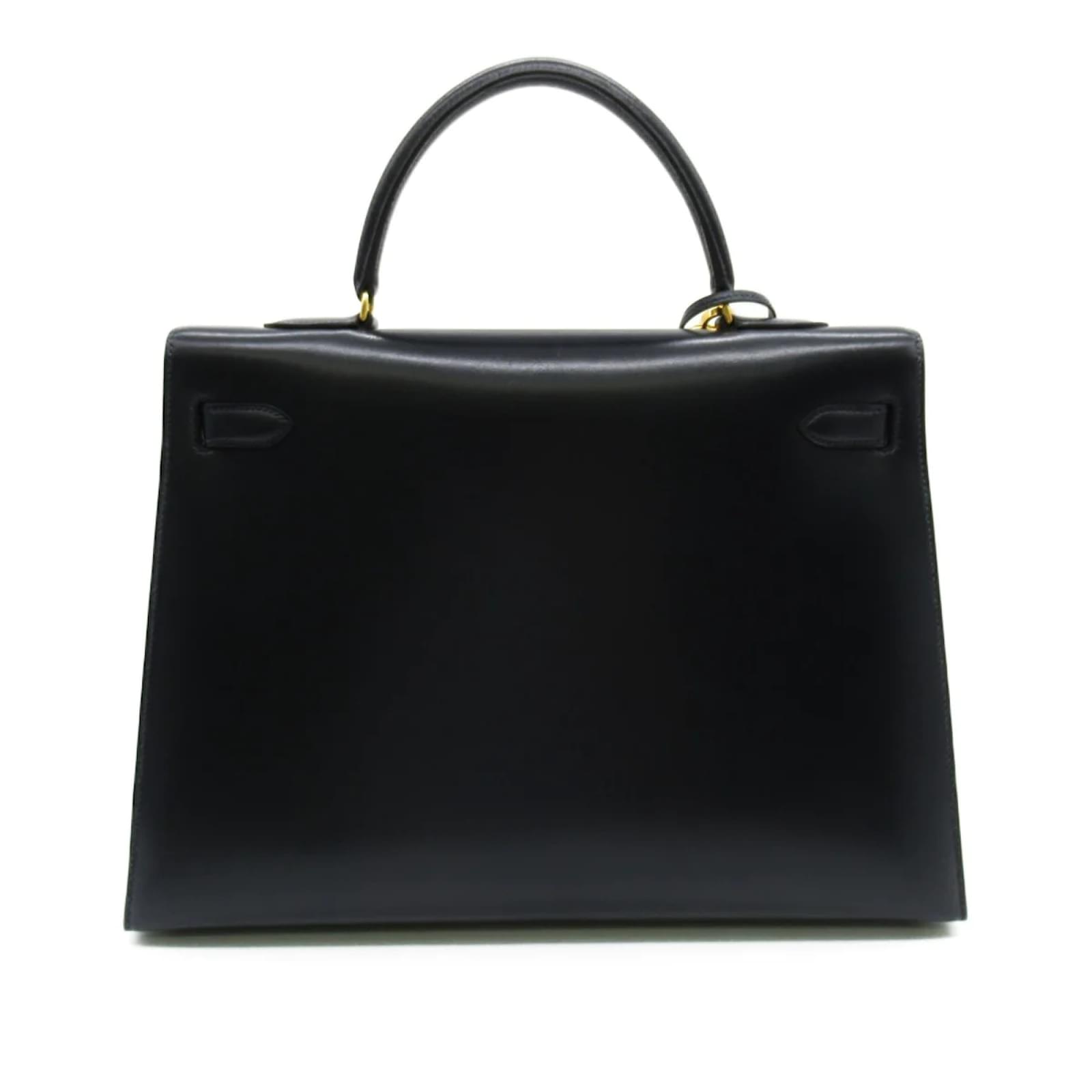 Hermès Box Calf Kelly 35 Black Leather Pony-style calfskin ref.949709 ...