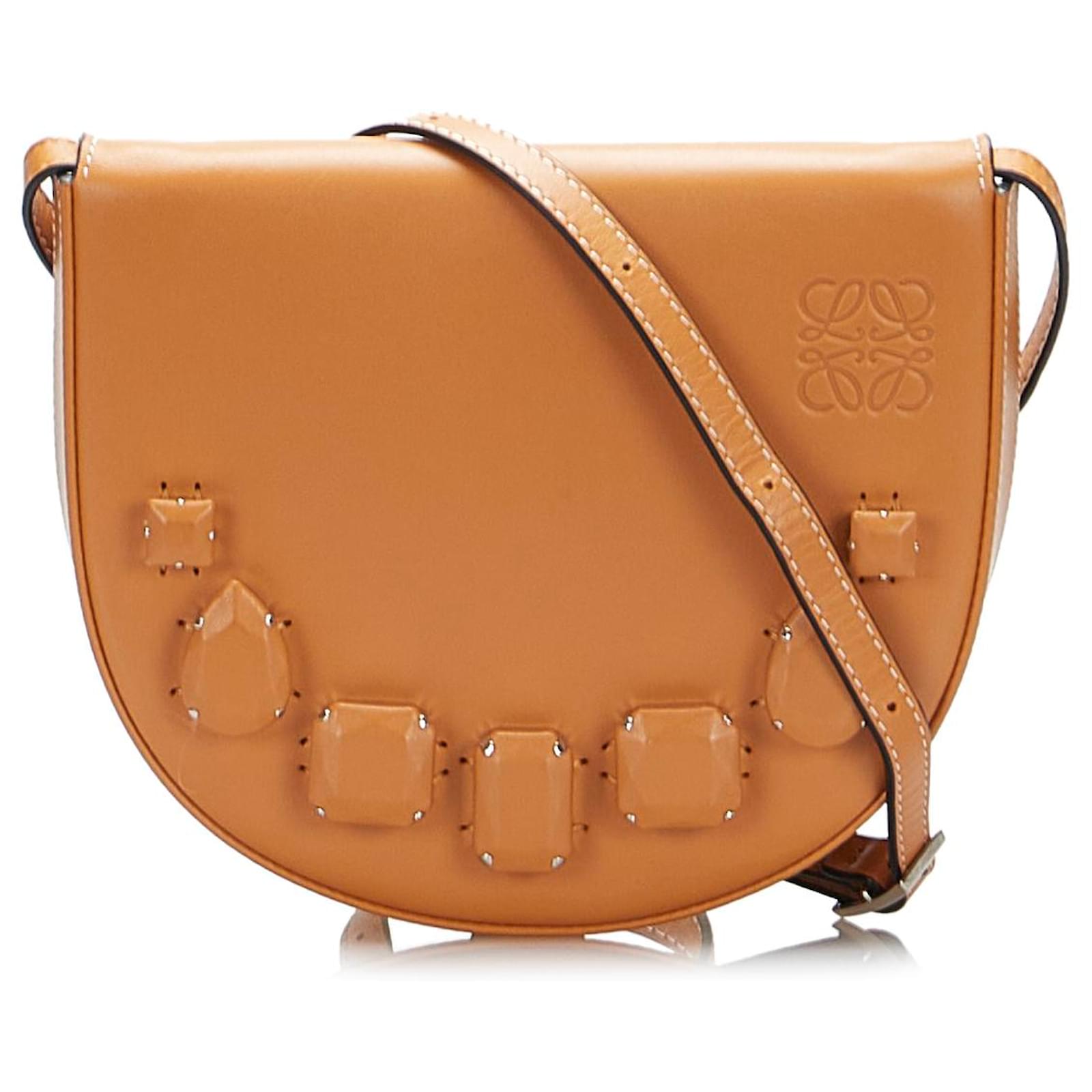 Loewe Brown Mini Heel Saddle Crossbody Light brown Leather Pony-style ...