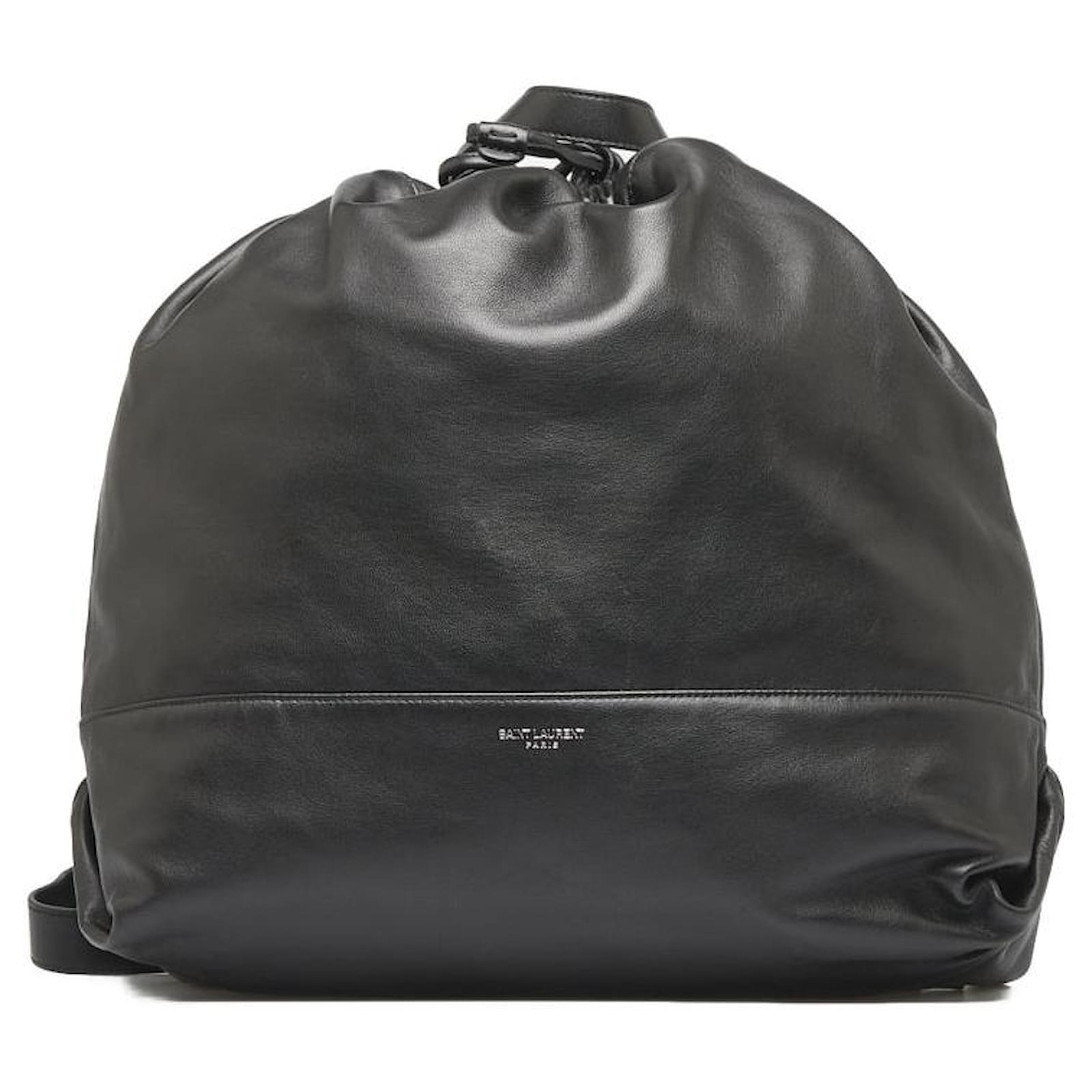 Yves Saint Laurent Leather Drawstring Backpack 554045 Black Lambskin ...