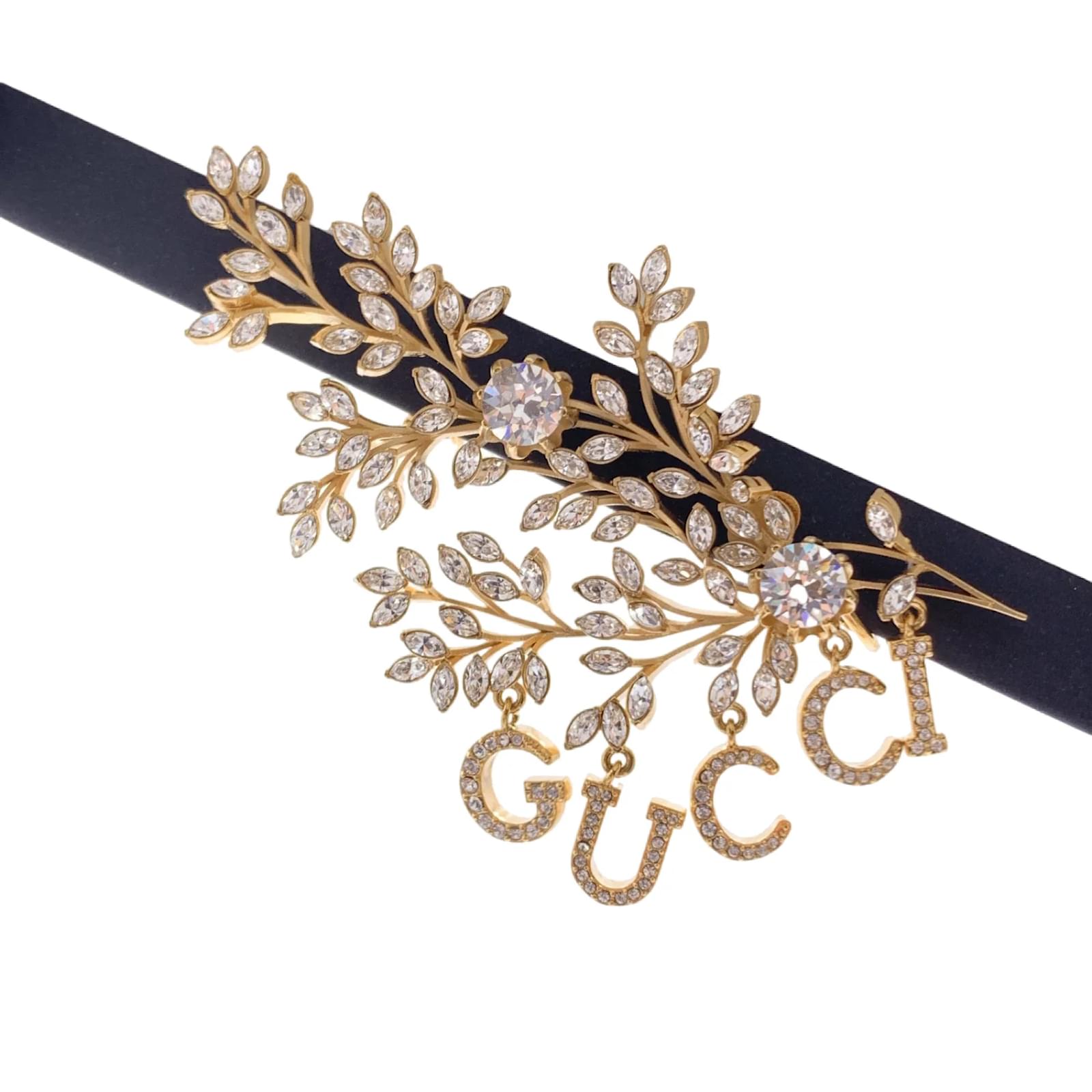 Gucci Gold Metal and Crystal Single Earring Ear Cuff Golden ref.952850 ...