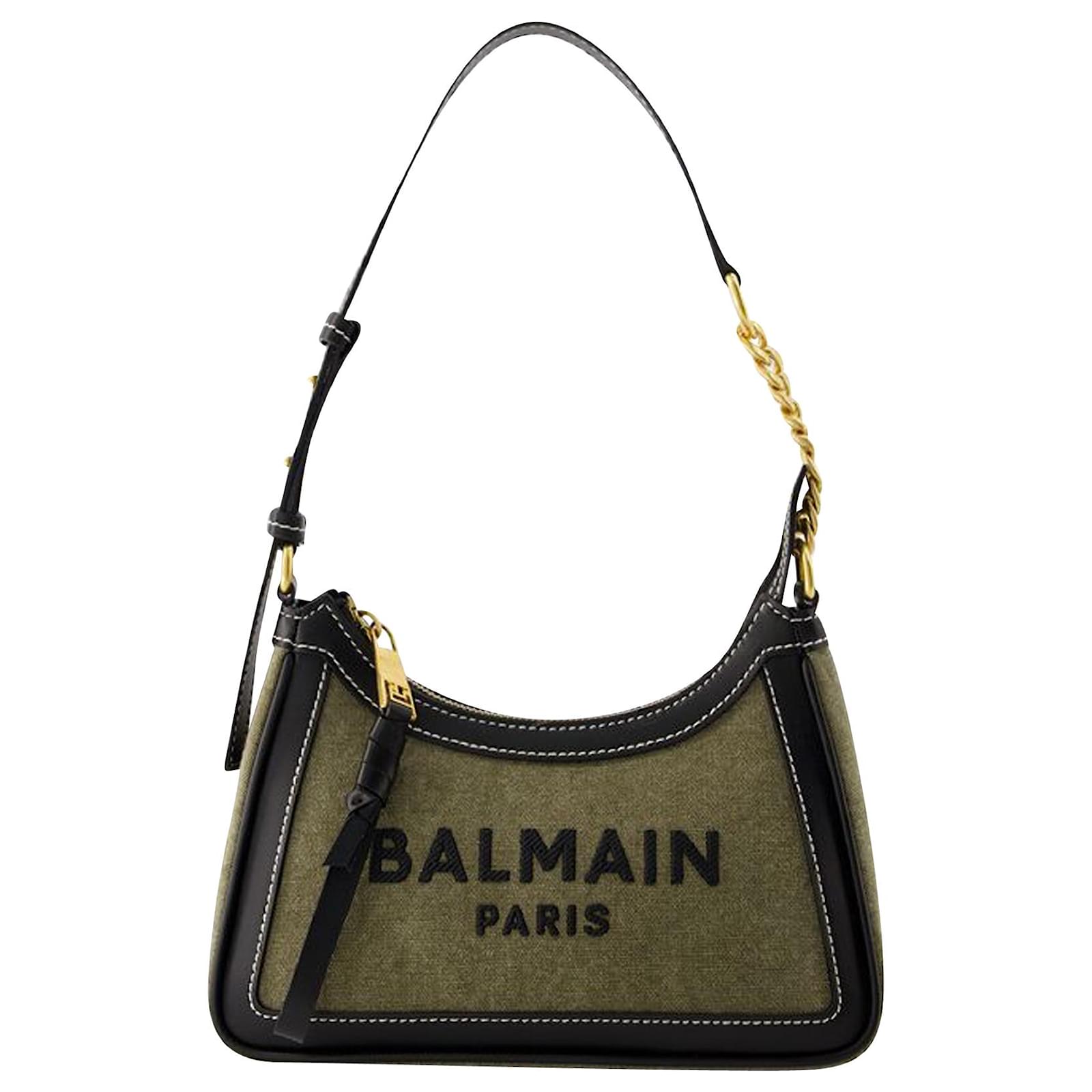B-Army Bag - Balmain - Canvas - Khaki Green Cloth ref.953744 - Joli Closet