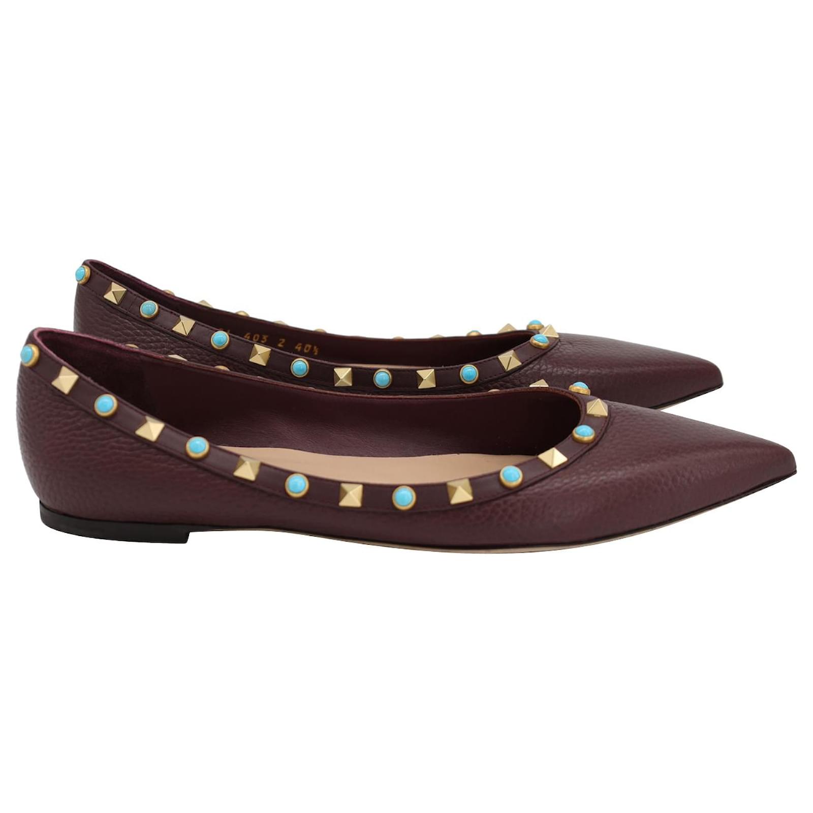 Valentino Garavani Rolling Rockstud Pointed Toe Ballet Flats in ...