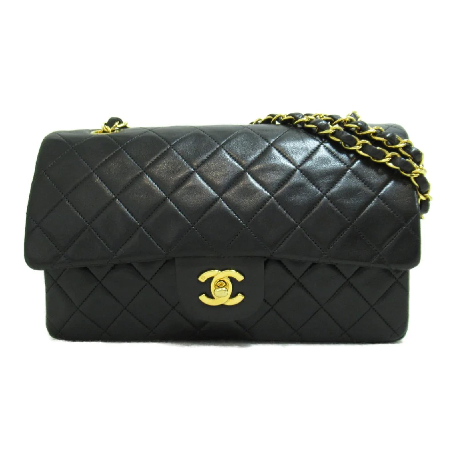 Chanel Medium Classic lined Flap Bag Black Leather Lambskin ref.955327 ...