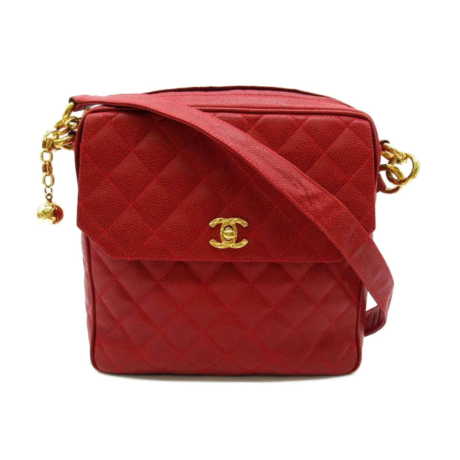 Chanel CC Quilted Caviar Crossbody Bag Red Leather ref.955358 - Joli Closet