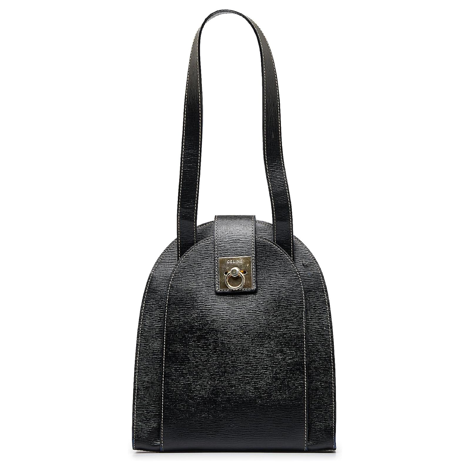 Céline Celine Black Leather Shoulder Bag Pony-style calfskin ref.955568 ...