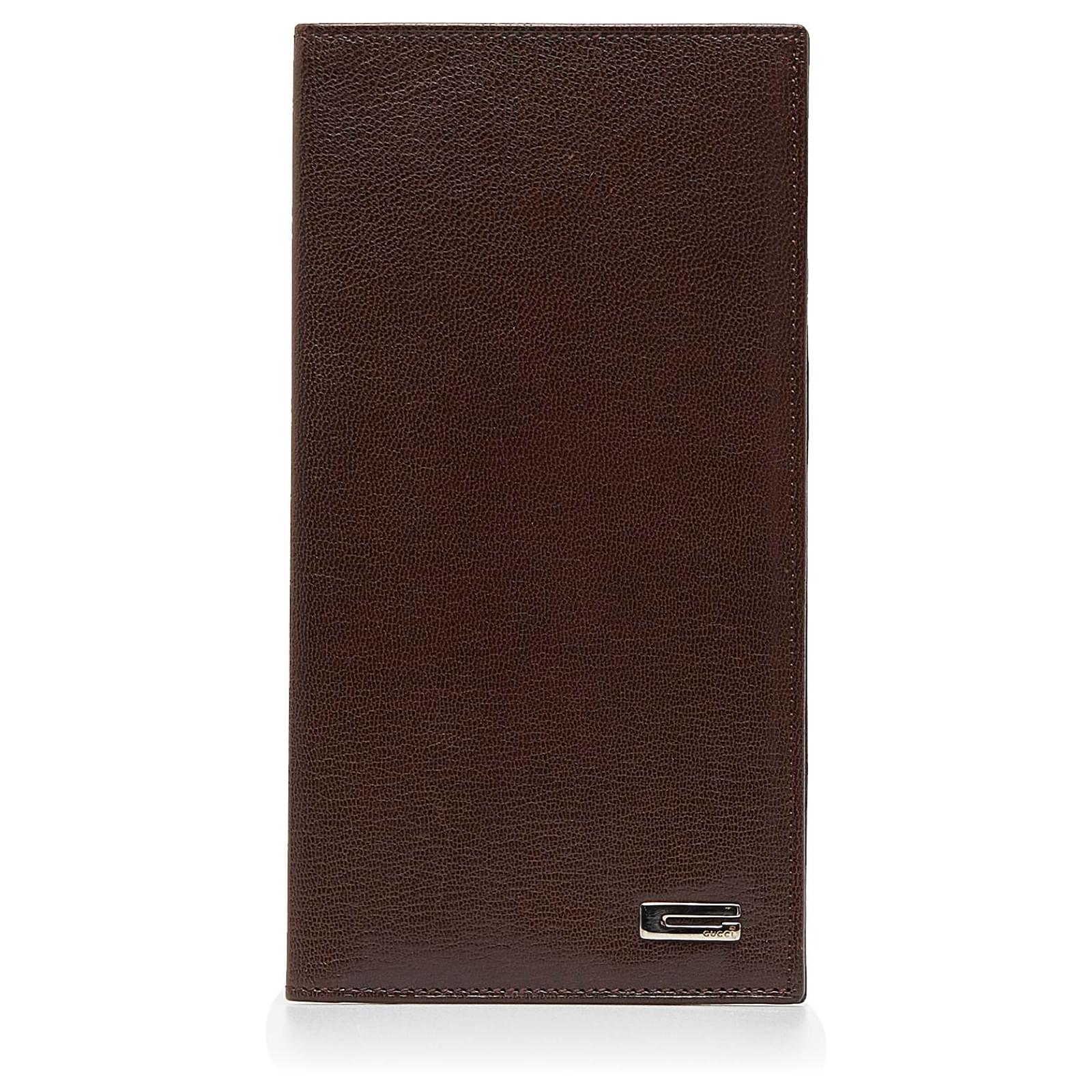 Gucci Brown Leather Long Wallet Dark brown Pony-style calfskin ref ...