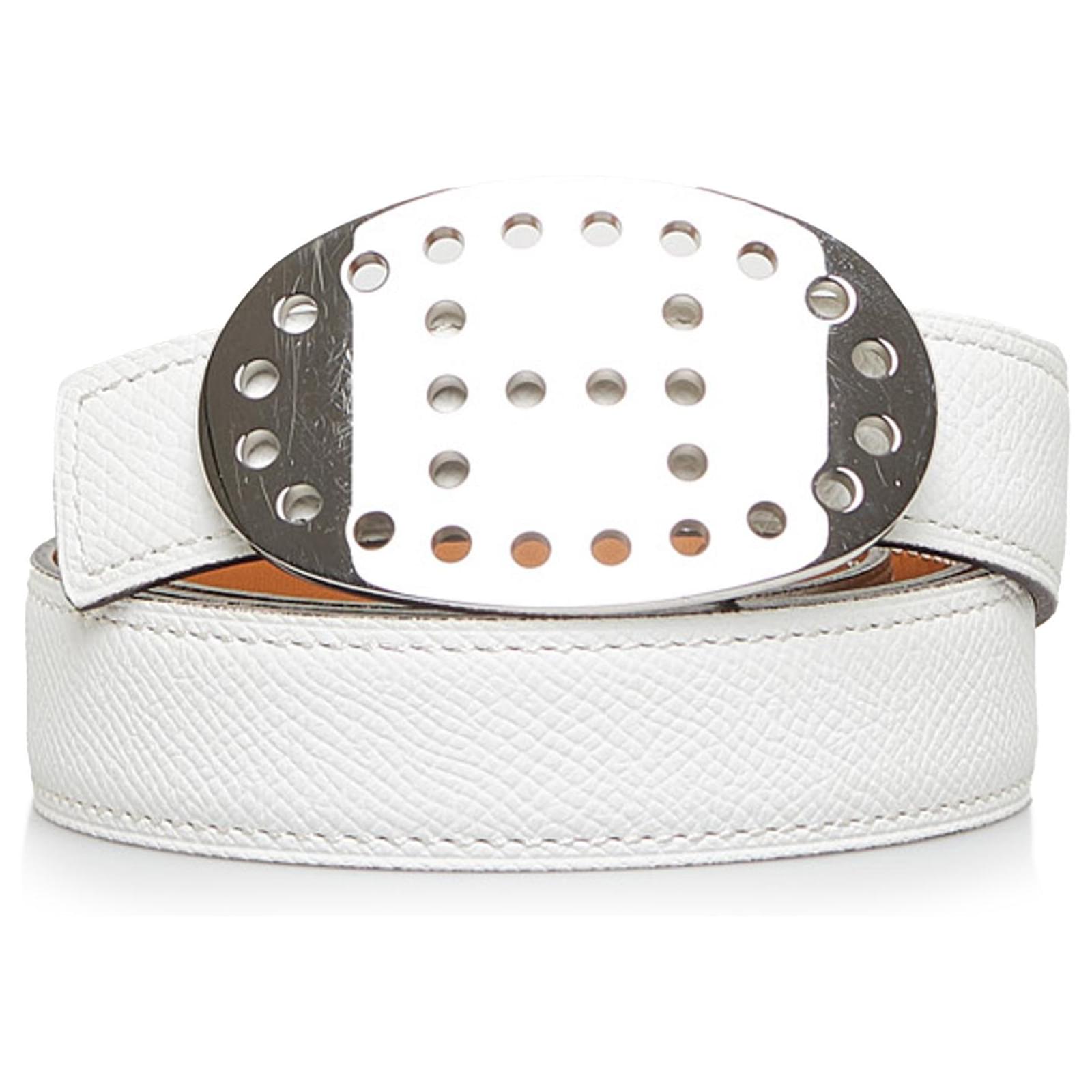 Hermès Hermes White Mirage Reversible Belt Leather Pony-style calfskin ...