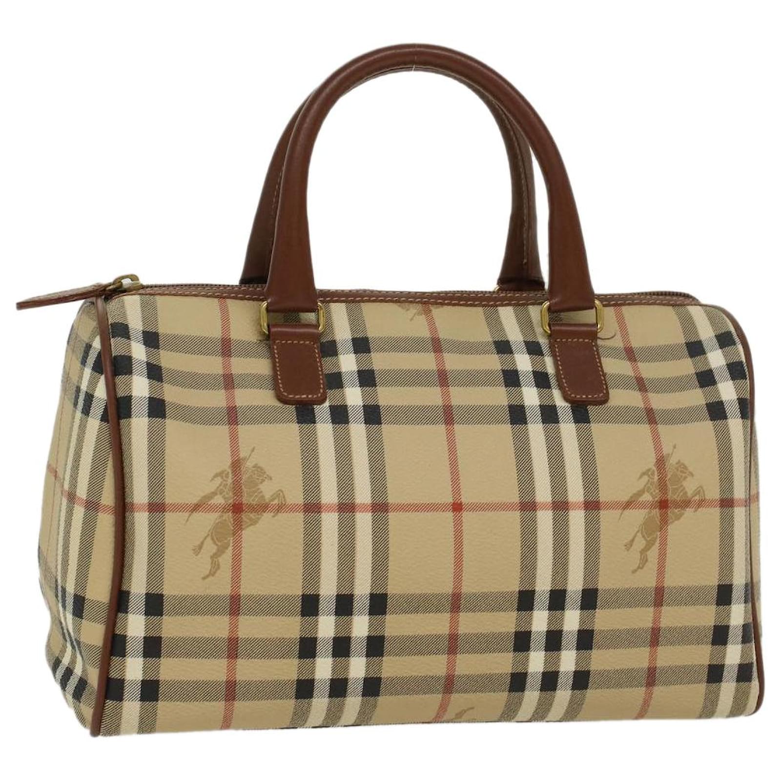 BURBERRY Sac Boston Nova Check Cuir PVC Beige Auth yk7246 ref.957472 ...