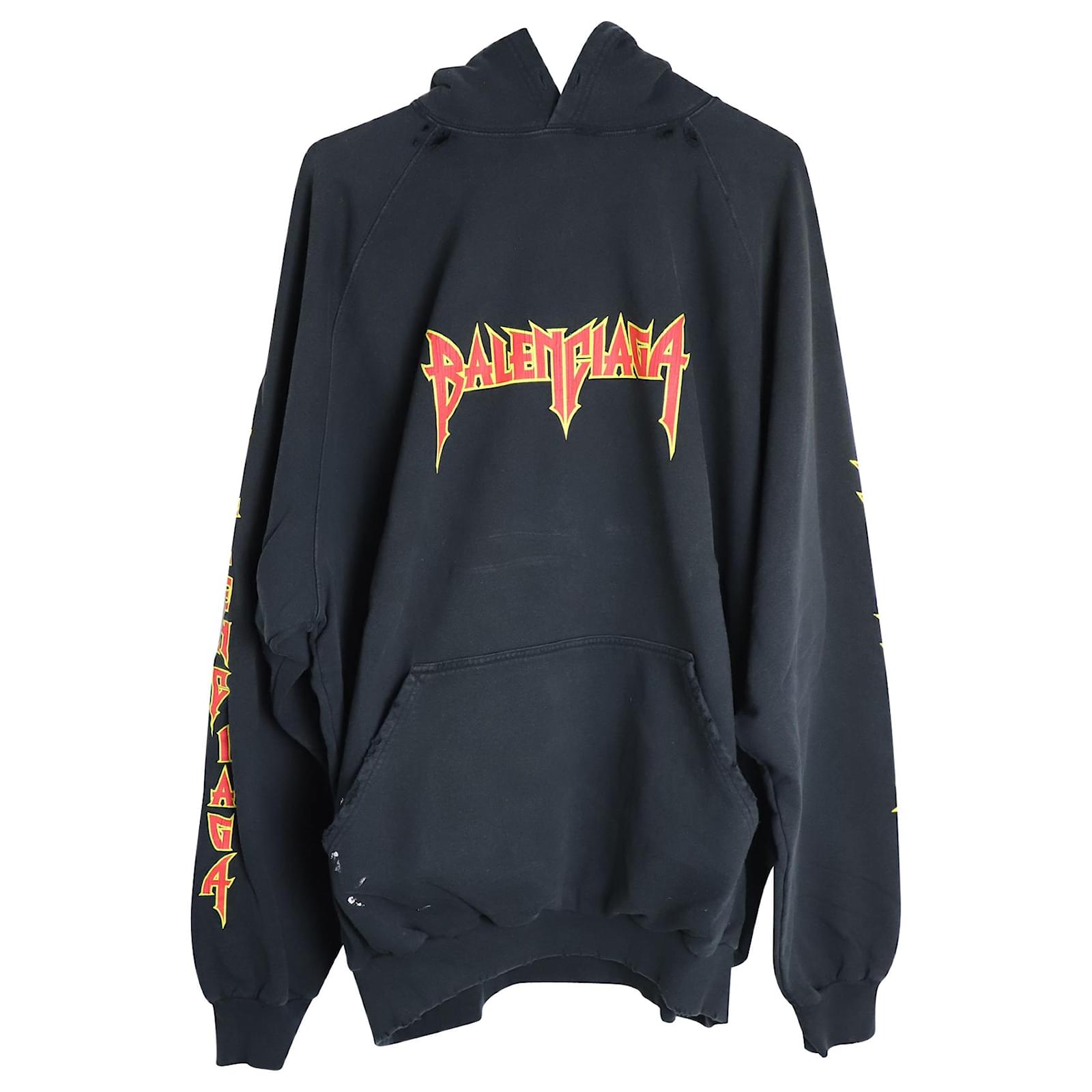 Balenciaga Sweat à Capuche Oversize Distressed Metal en Coton Noir ref ...
