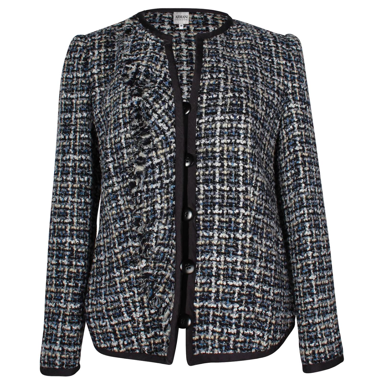 Armani Collezioni Tweed Jacket in Blue Wool Navy blue ref.957988 - Joli ...