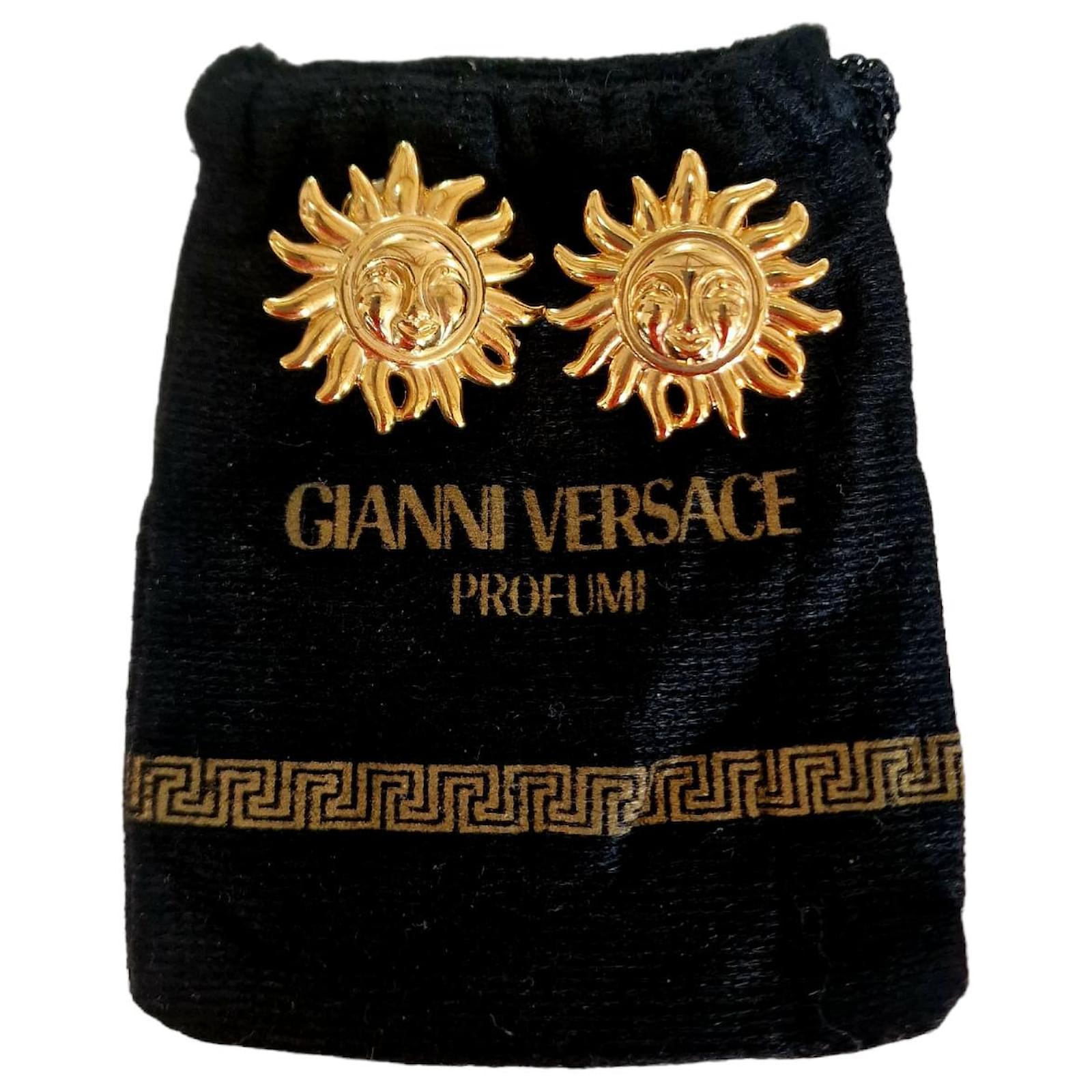 Earrings - Clips - Sun - Versace - Gold - Golden Metal ref.958349 ...