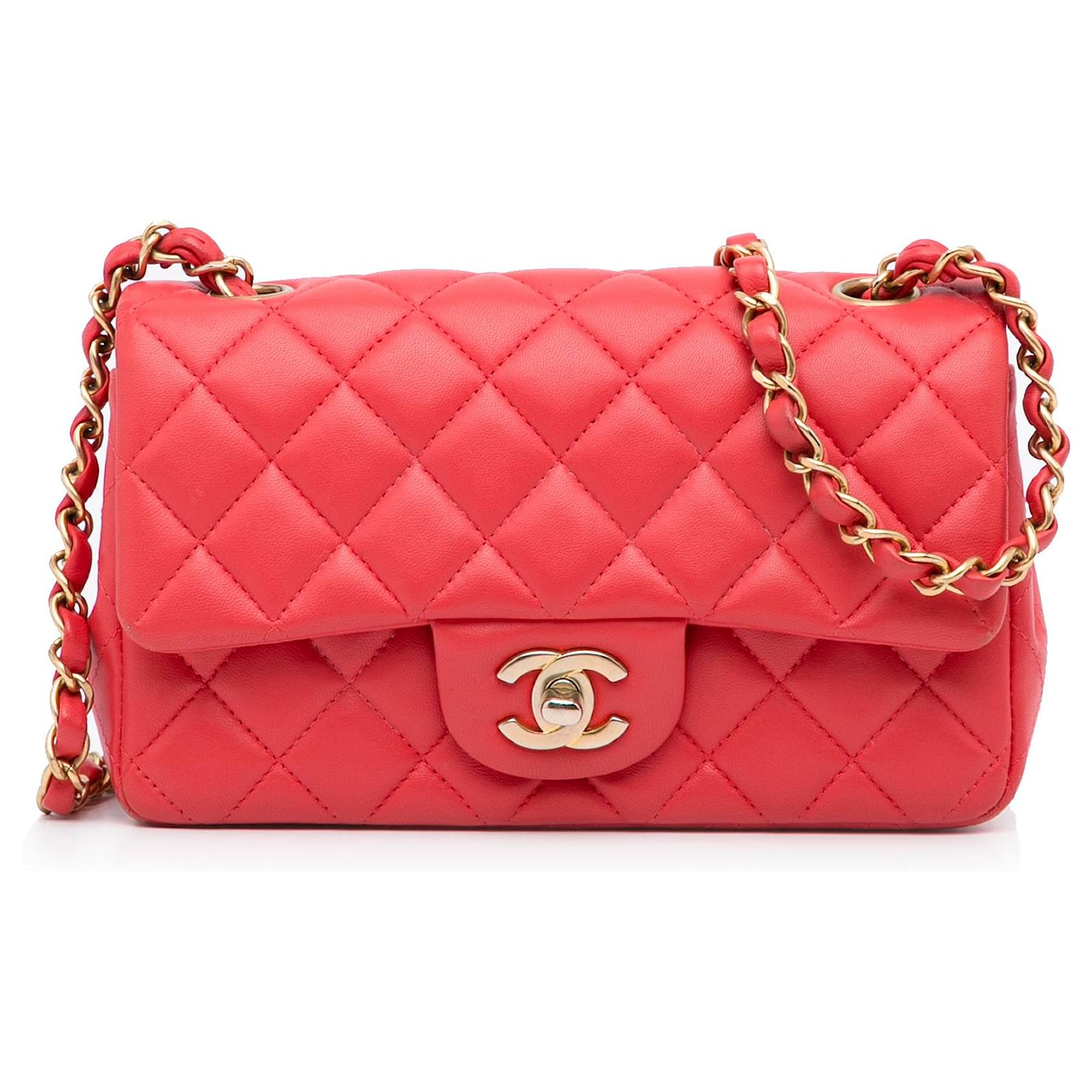 Chanel Red Mini Rectangular Classic Lambskin Single Flap (Sold) - Joli ...