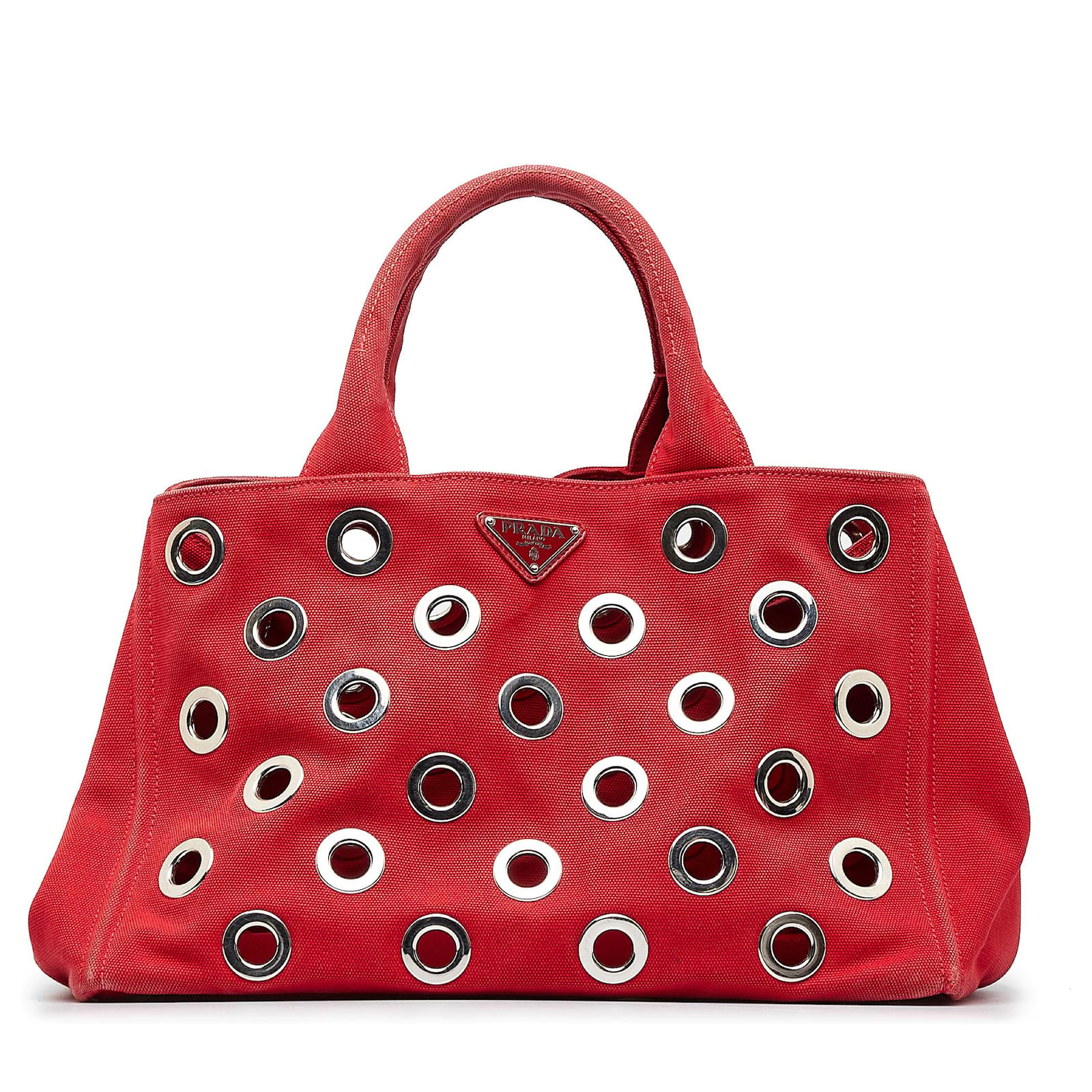 Prada Red Canapa Grommet Satchel Cloth Cloth ref.963190 - Joli Closet