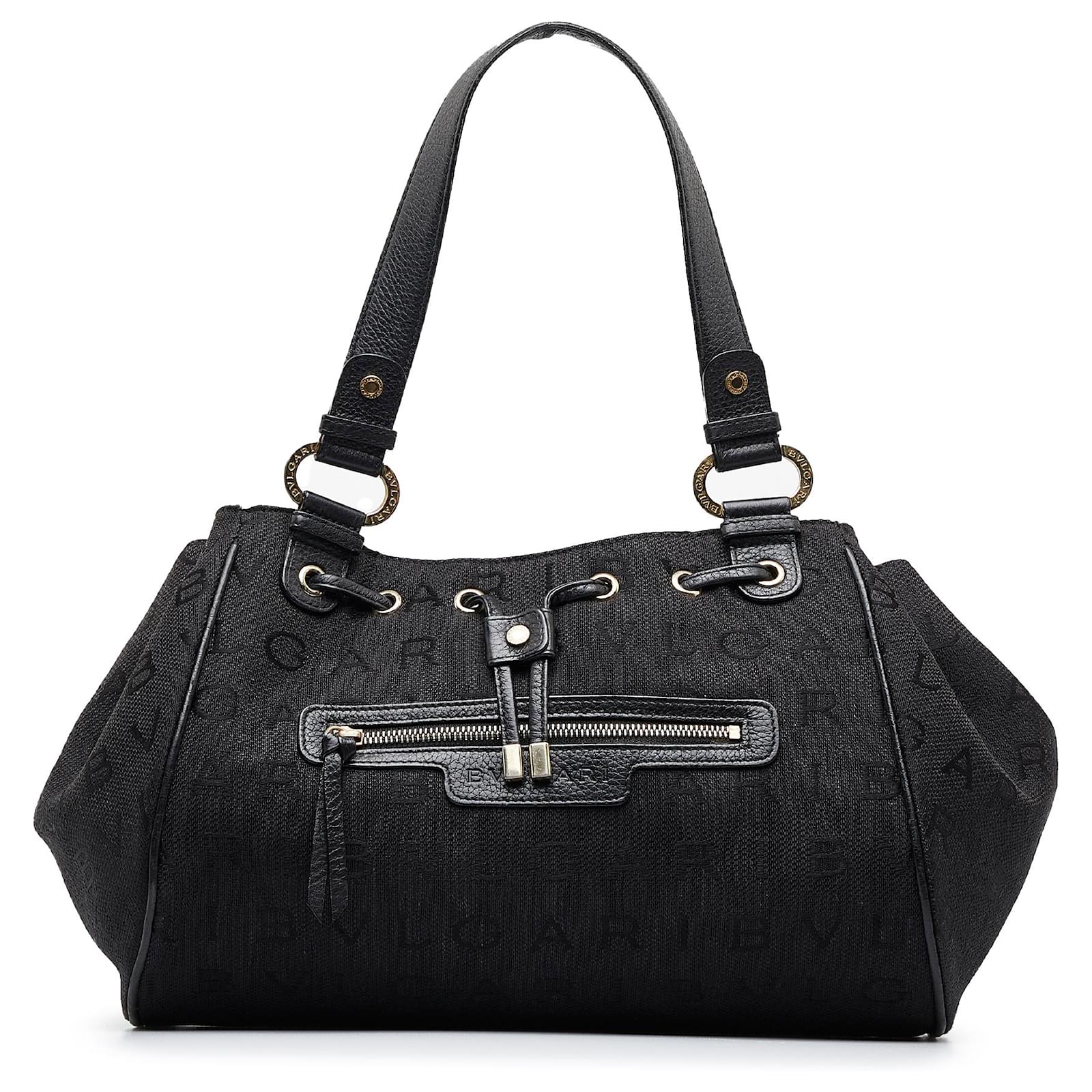 Bulgari Bvlgari Black Logomania Shoulder Bag Denim Cloth ref.963223 ...