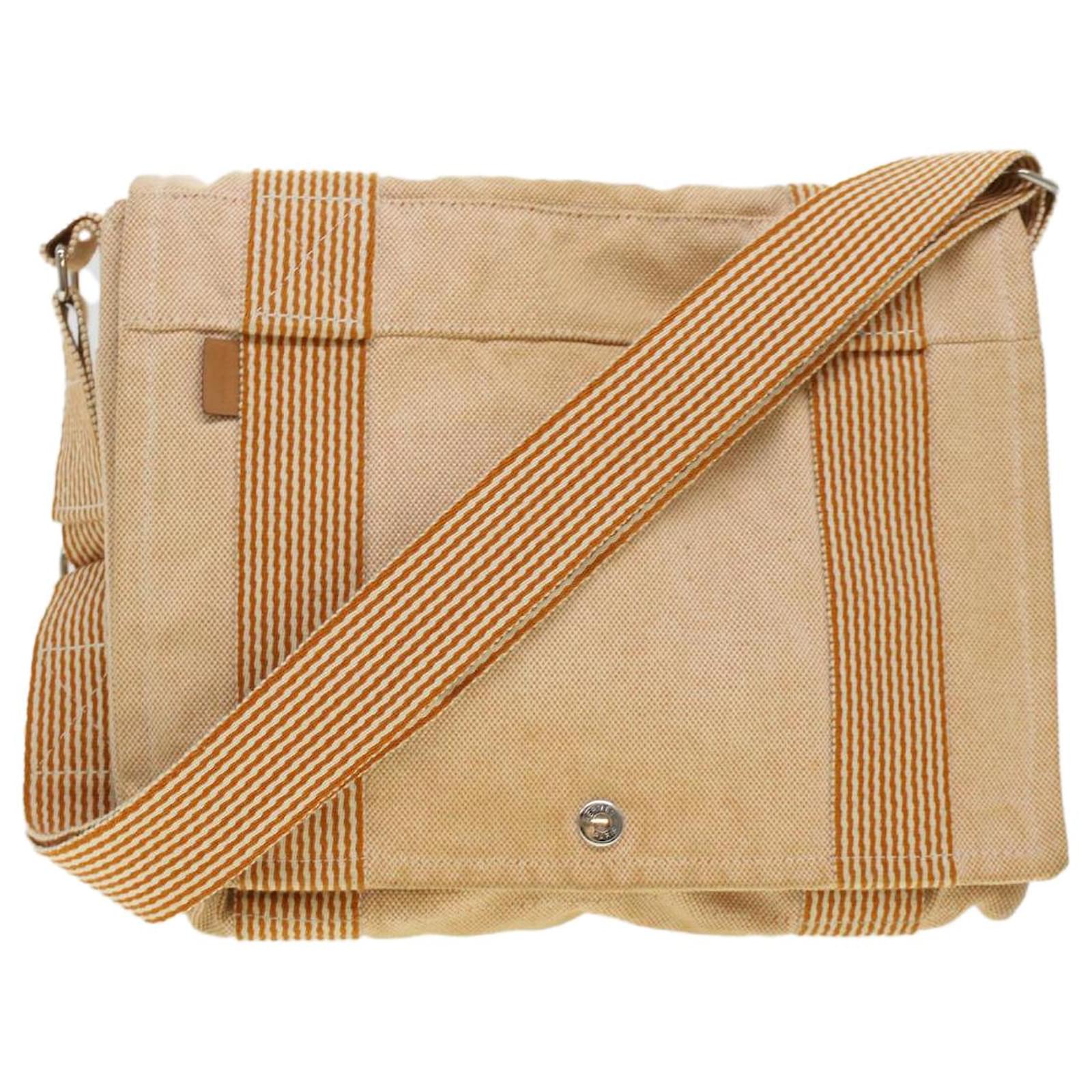 Hermès HERMES Bassus PM Shoulder Bag Canvas Orange Auth bs6164 Cloth ...