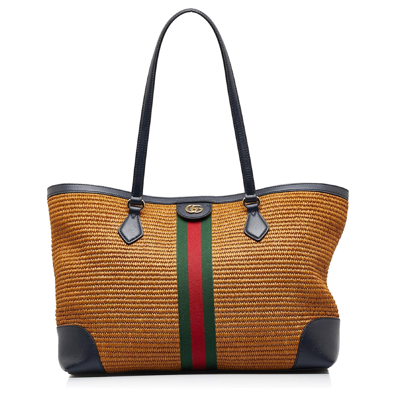 Gucci Brown Medium Raffia Ophidia Tote Bag ref.965621 - Joli Closet