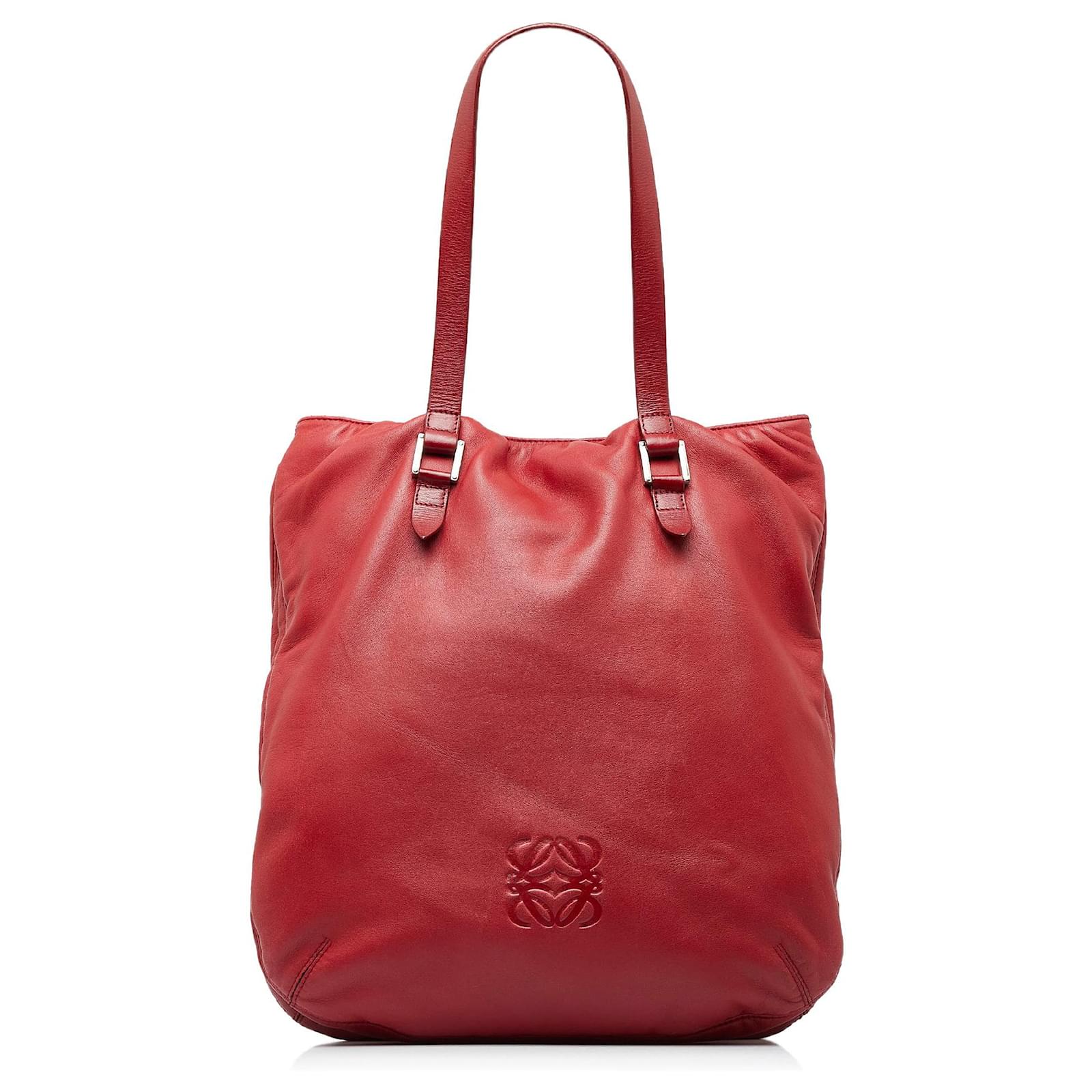 Loewe Red Anagram Tote Bag Leather Pony-style calfskin ref.966301 ...