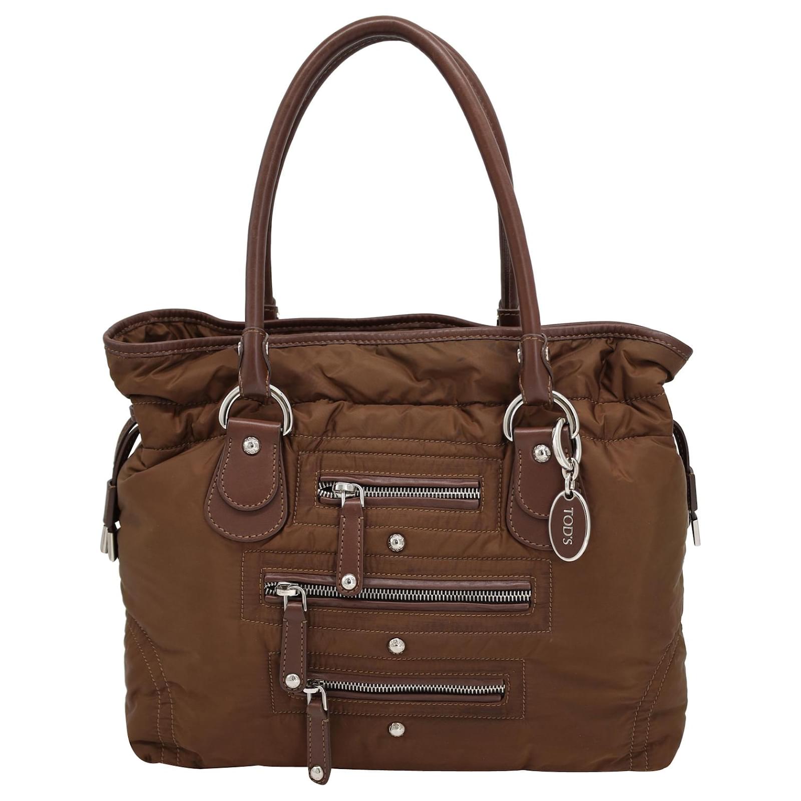 Tod's Zipped Handle Bag in Brown Nylon Polyamide ref.967033 - Joli Closet