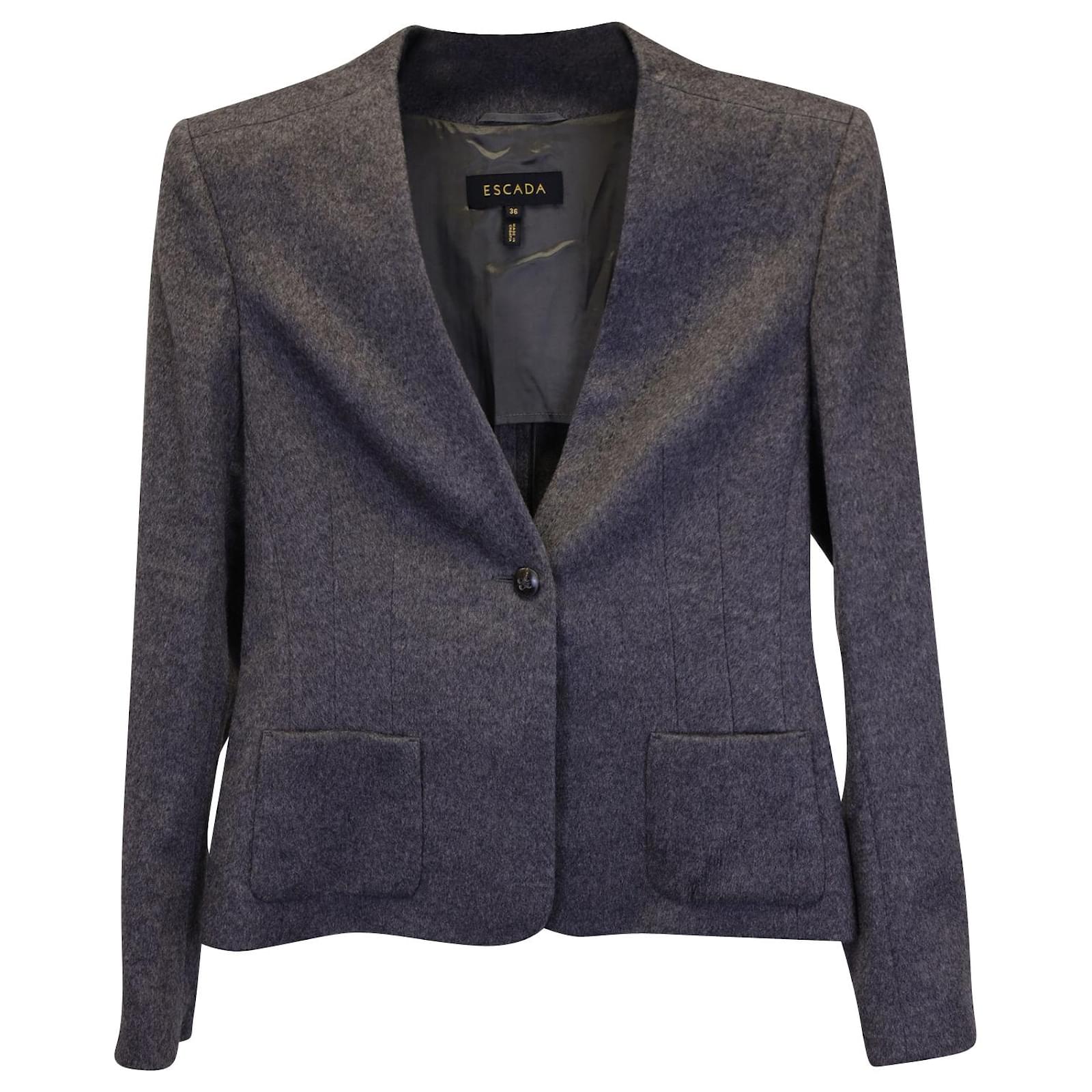 Escada Collarless Blazer in Grey Cashmere Wool ref.967186 - Joli Closet