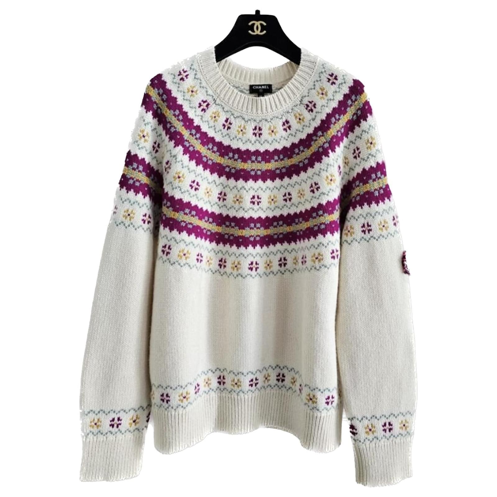 Chanel New 2021 Coco Neige Jumper Cream Wool ref.968195 - Joli Closet