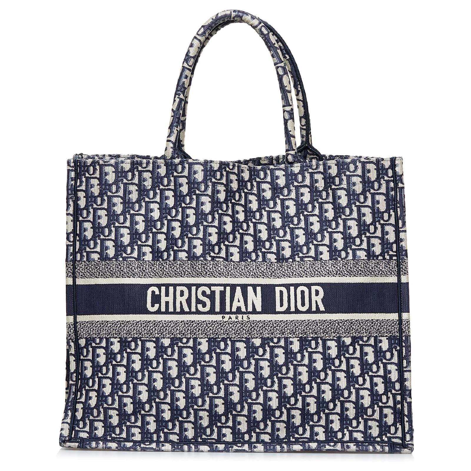 Cabas Dior Oblique bleu Toile Tissu ref.968930 - Joli Closet