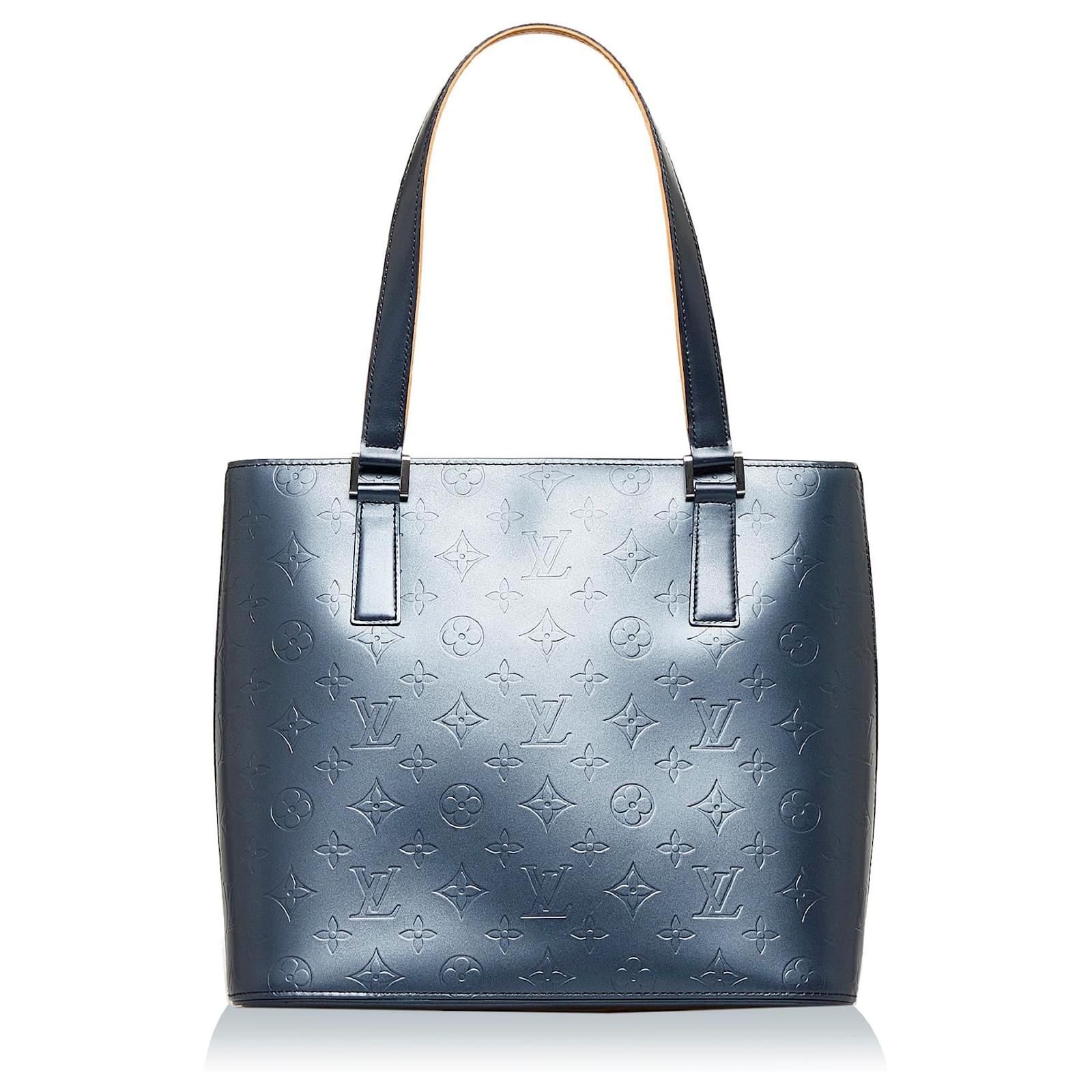 Louis Vuitton Blue Monogram Mat Stockton Leather Pony-style calfskin ...
