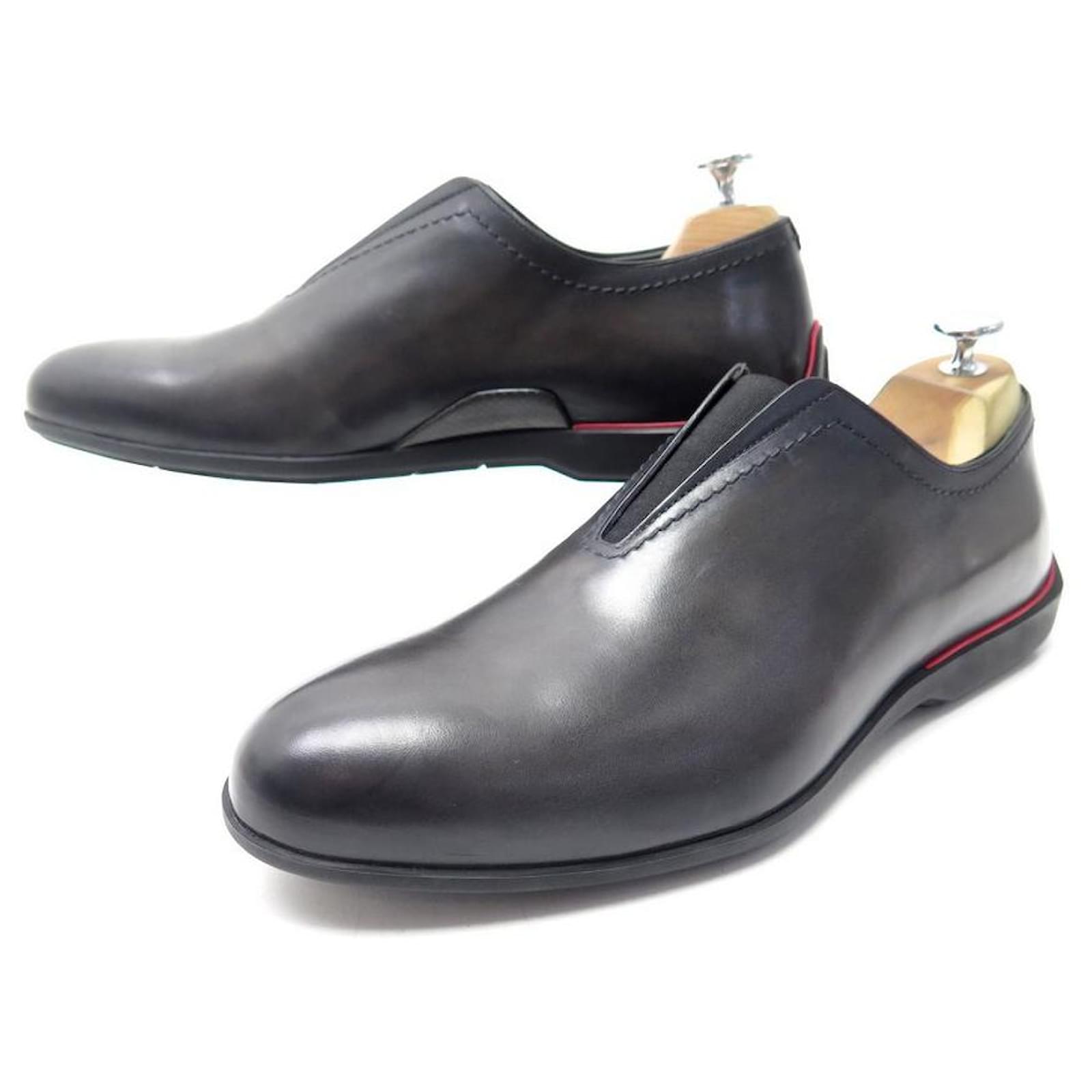 NEUF CHAUSSURES BERLUTI X FERRARI MOCASSINS S4513-002 8 42 CUIR NOIR ...