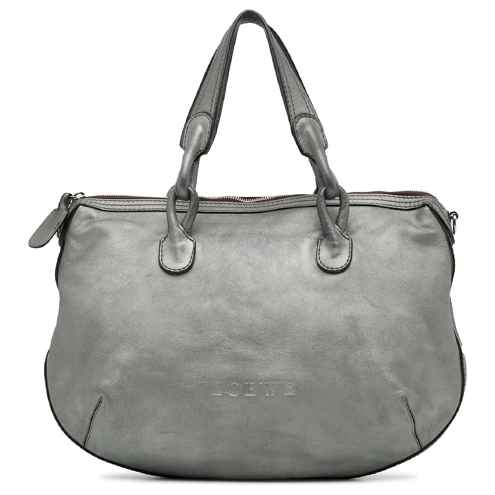 Loewe Gray Leather Satchel Grey Pony-style calfskin ref.970131 - Joli ...