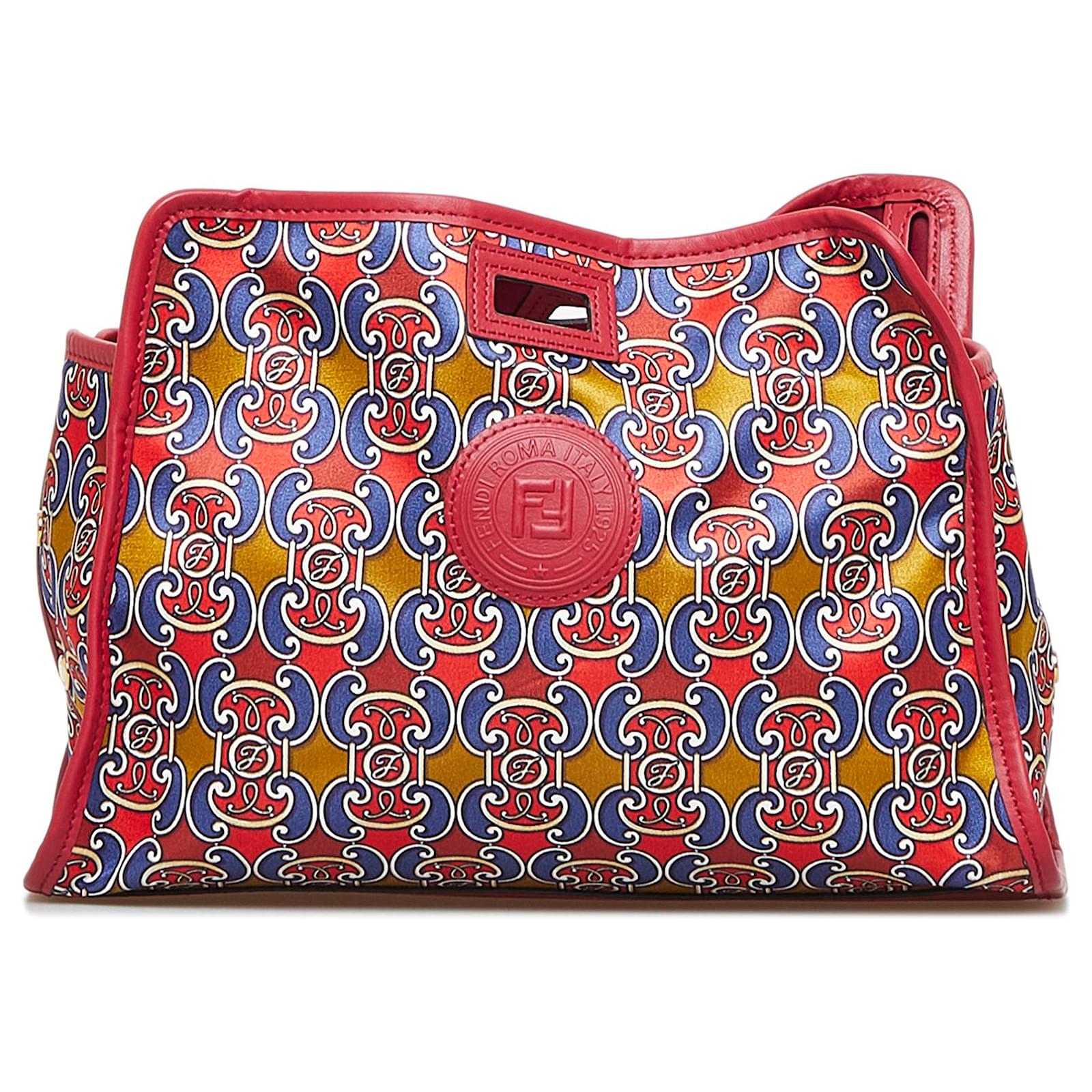 Fendi Multi Royale Print Stamp Patch Runaway Sac à main Cuir Toile Veau ...